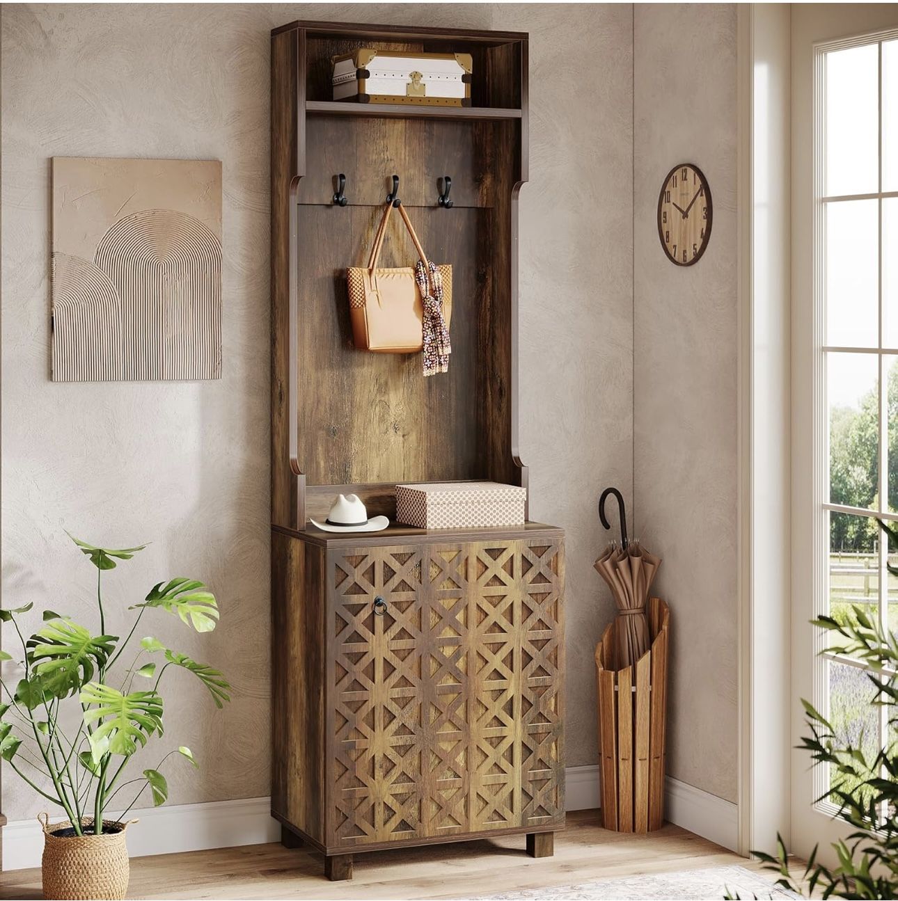 New assembled 3-in-1 Entryway Hall Tree with Storage, Farmhouse Hall ...