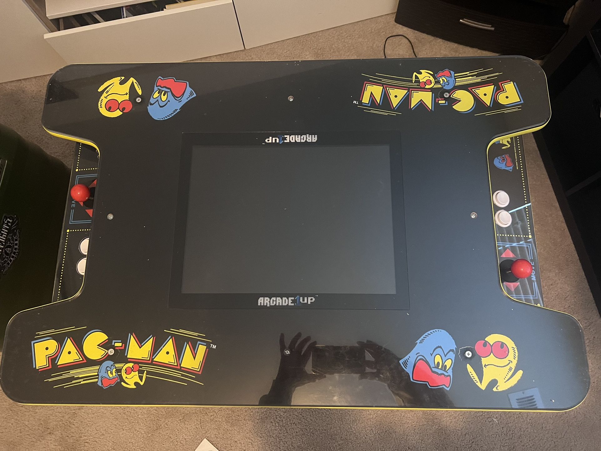 Arcade1UP PAC-MAN Head-to-Head Arcade Table, 12 Games in 1, Black ...