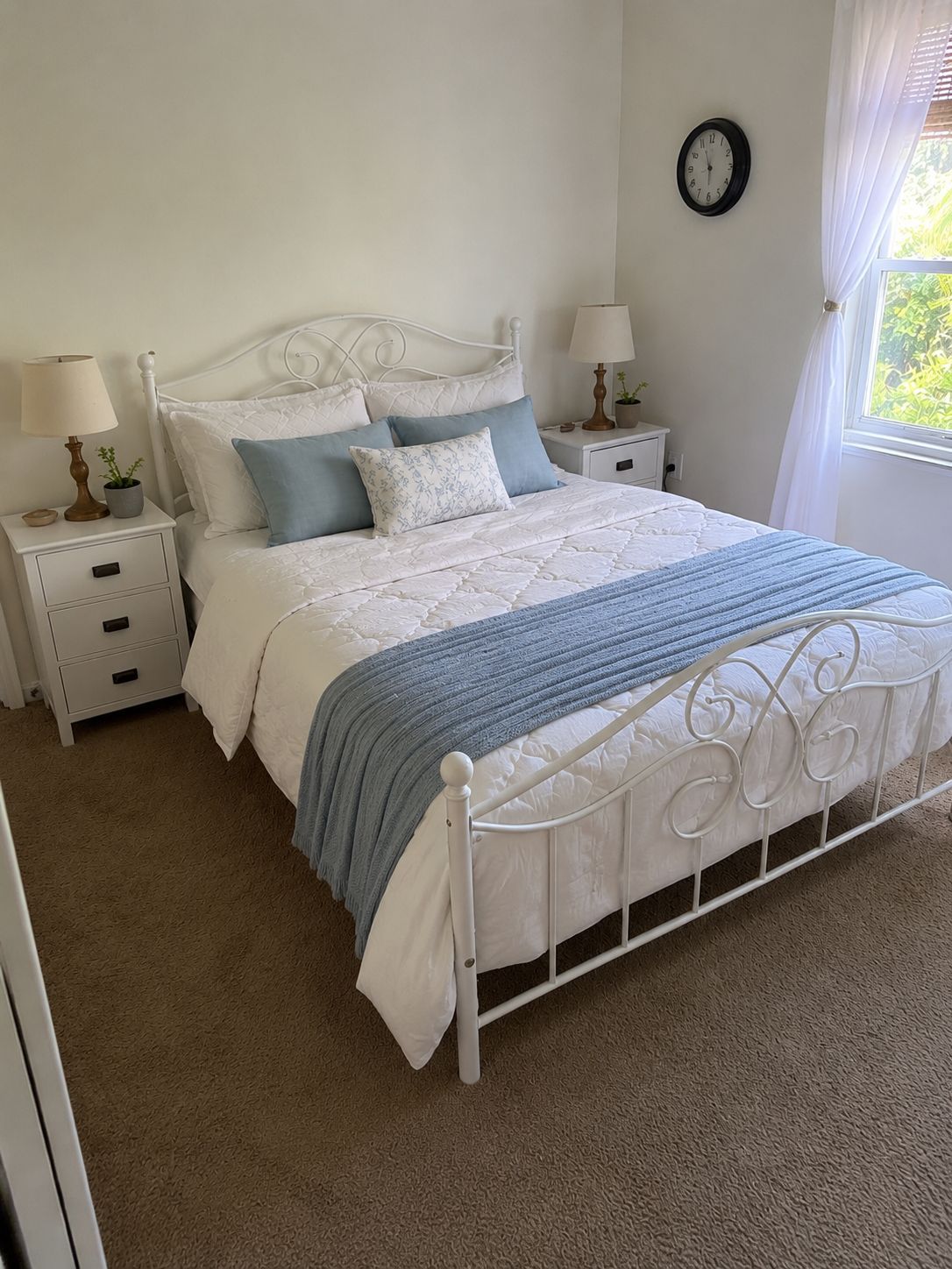White Queen Bed Frame – Elegant Metal Design (Like New!) for Sale in ...
