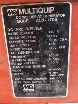 Multiquip ACX-170S welder/generator 4000 for Sale in Ysleta Sur, TX ...
