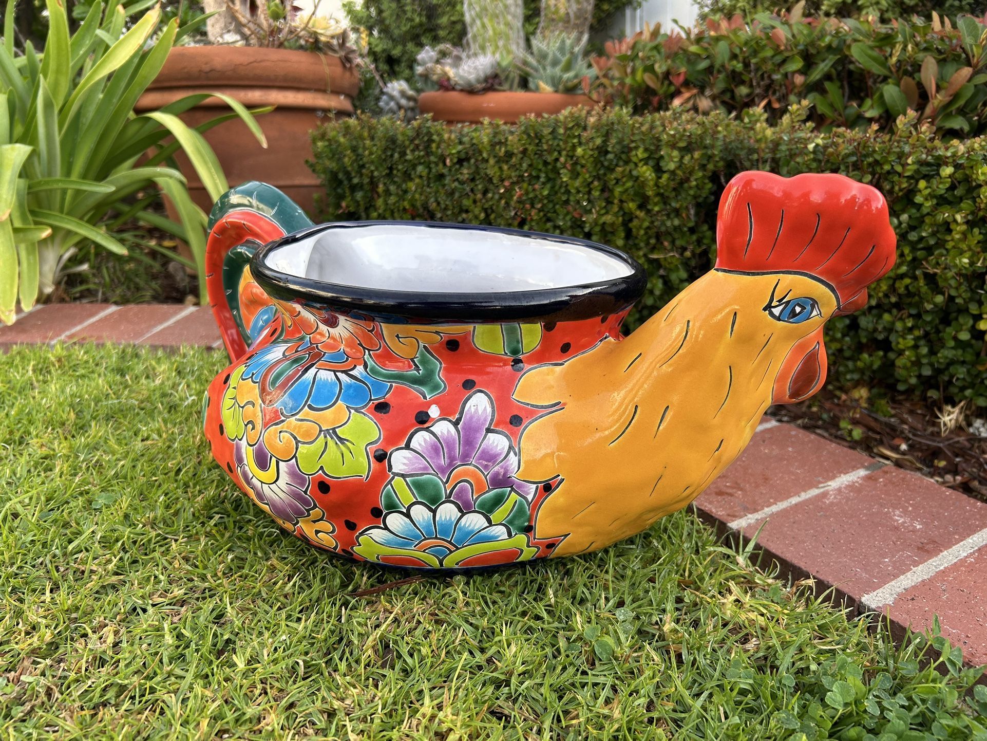 1 Maceta Gallo De Talavera Nueva Muy Hermosa Large Mexican Handcrafted ...