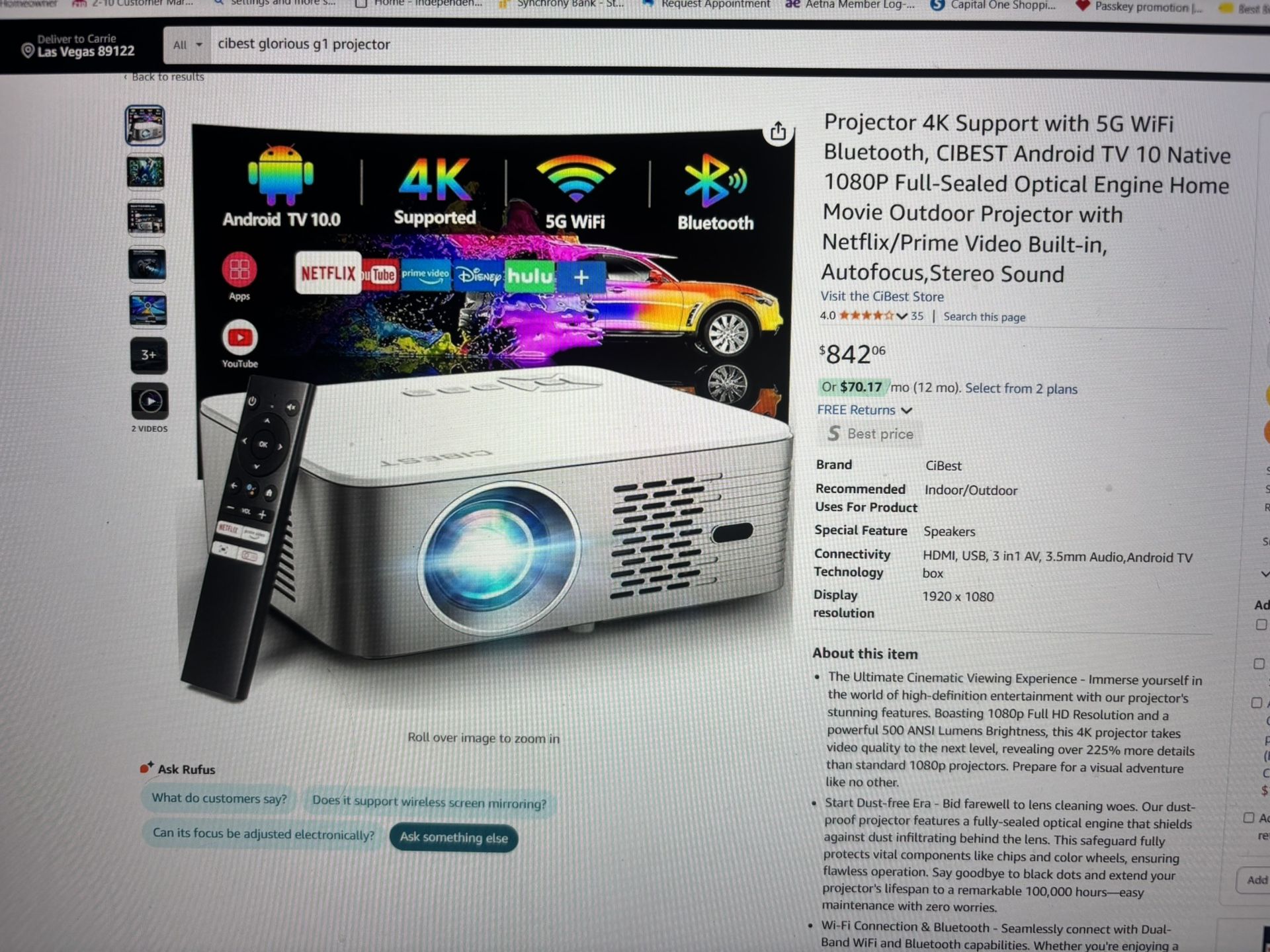 New: CIBEST Glora G1 4k Projector 80,000 Apps Google, great Contrast ...