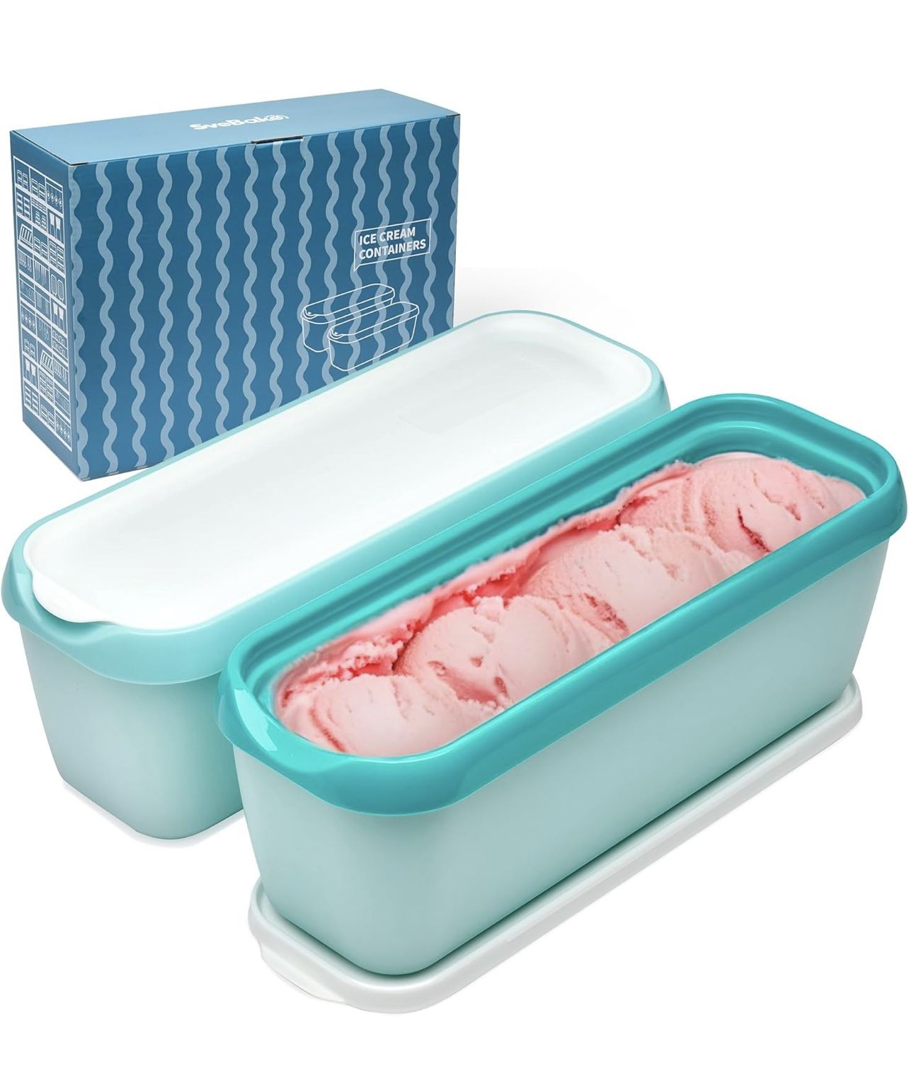 Ice Cream Storage Containers with Lids 2 PACK - 1.5 Quarts Homemade Ice ...