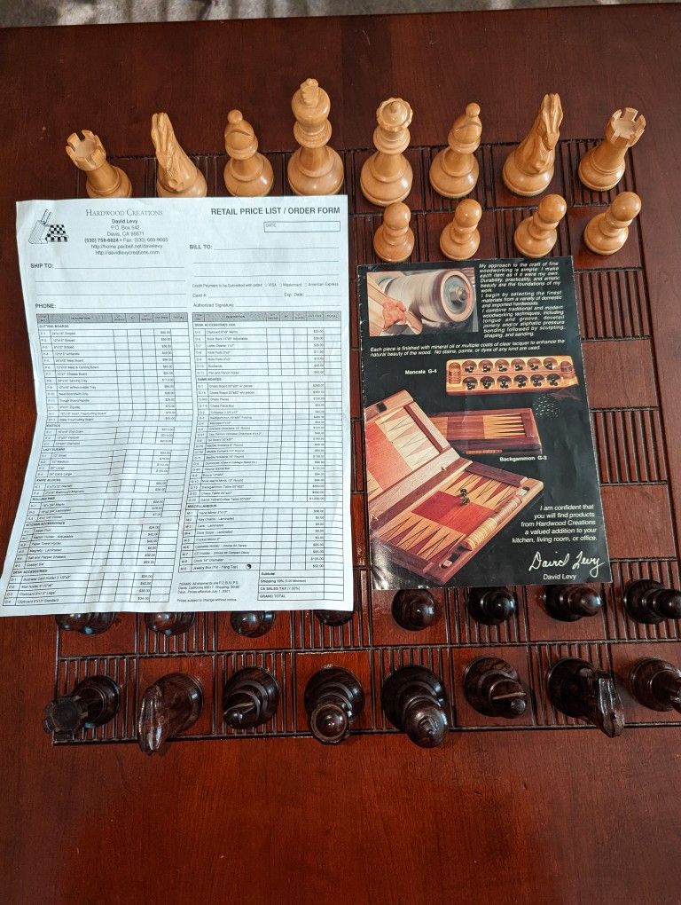 David Levy Etched Wood Chess Table With Chess Pieces for Sale in Henderson, NV - OfferUp