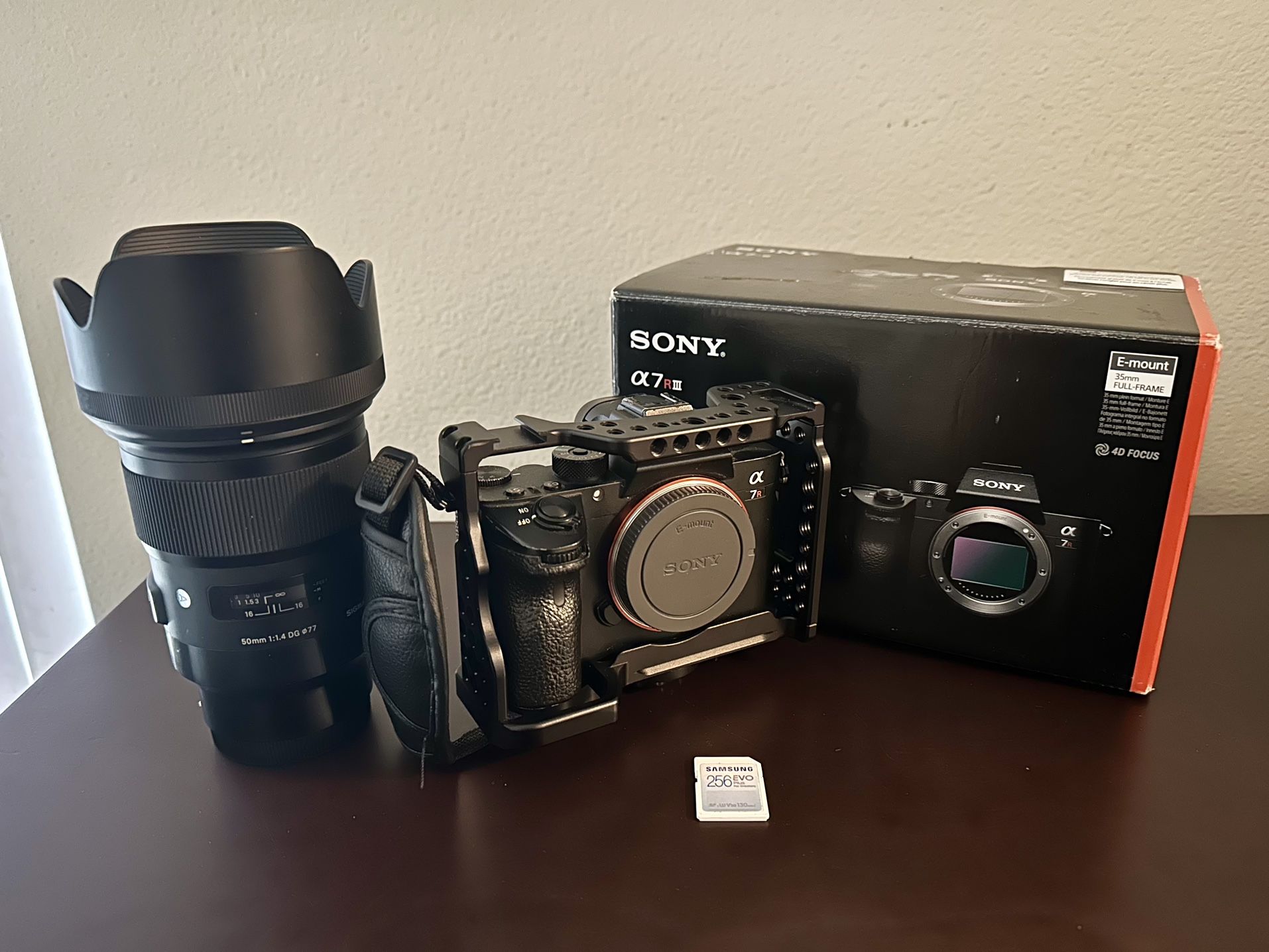 Sony a7R III [ A7R3 A7RIII ] (With Camera Cage + Sigma 50mm f/1.4 DG HSM Art lens & SD CARD) for ...