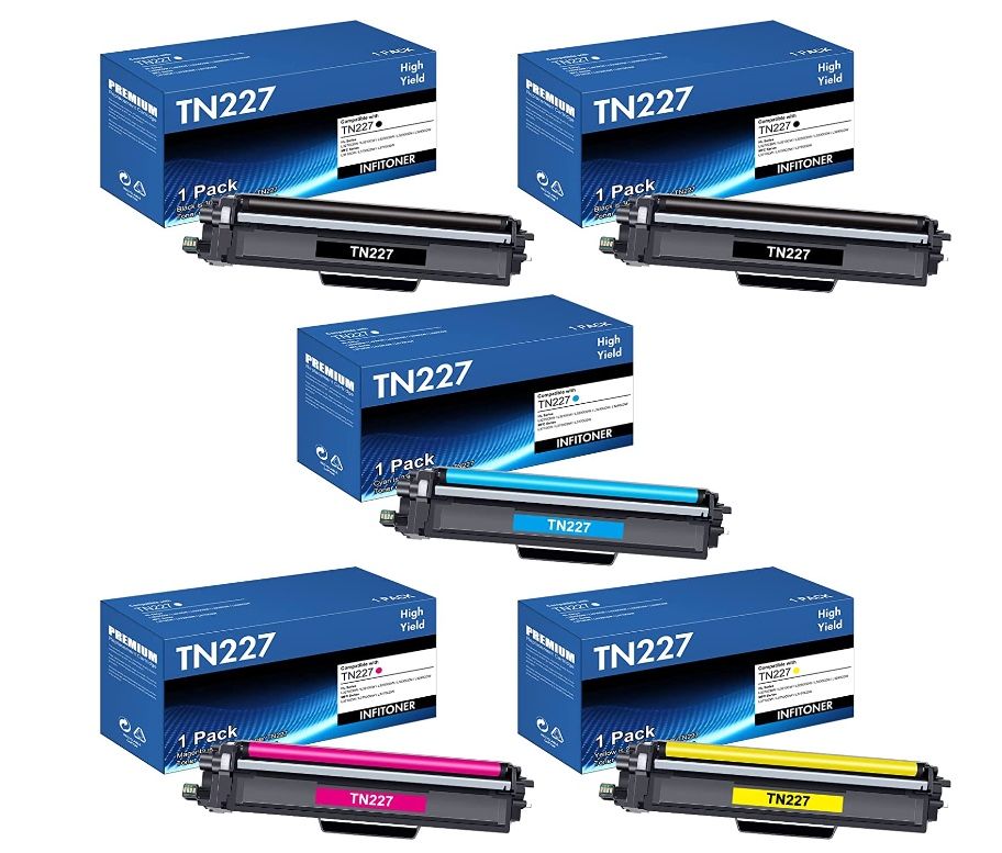 New TN-227BK/C/M/Y High Yield 5 Pack Compatible for Brother TN227 TN ...