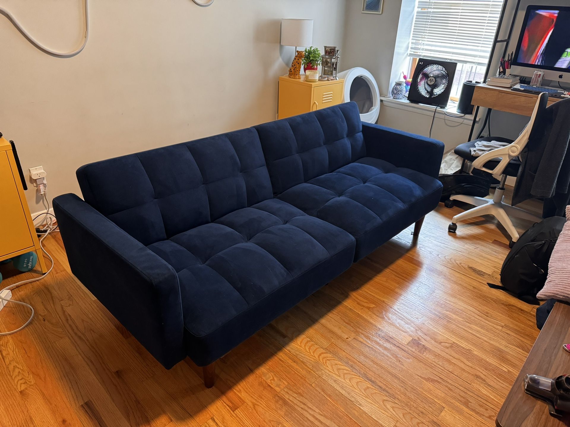 Blue Velvet Futon Sofa for Sale in New York, NY - OfferUp
