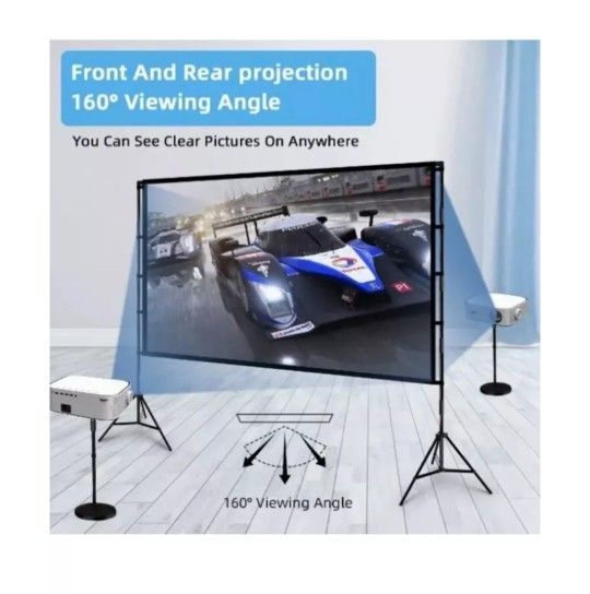 Projector Screen with Stand, Towond 100 inch Outdoor Projector Screen ...
