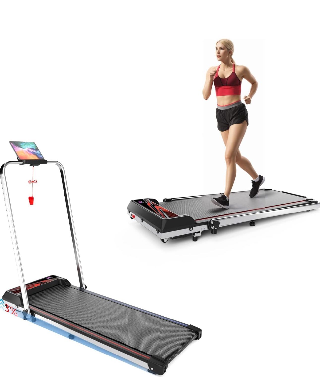 2-in-1 Treadmill 2-in-1 Foldable Walking Pad Treadmill - Portable For ...