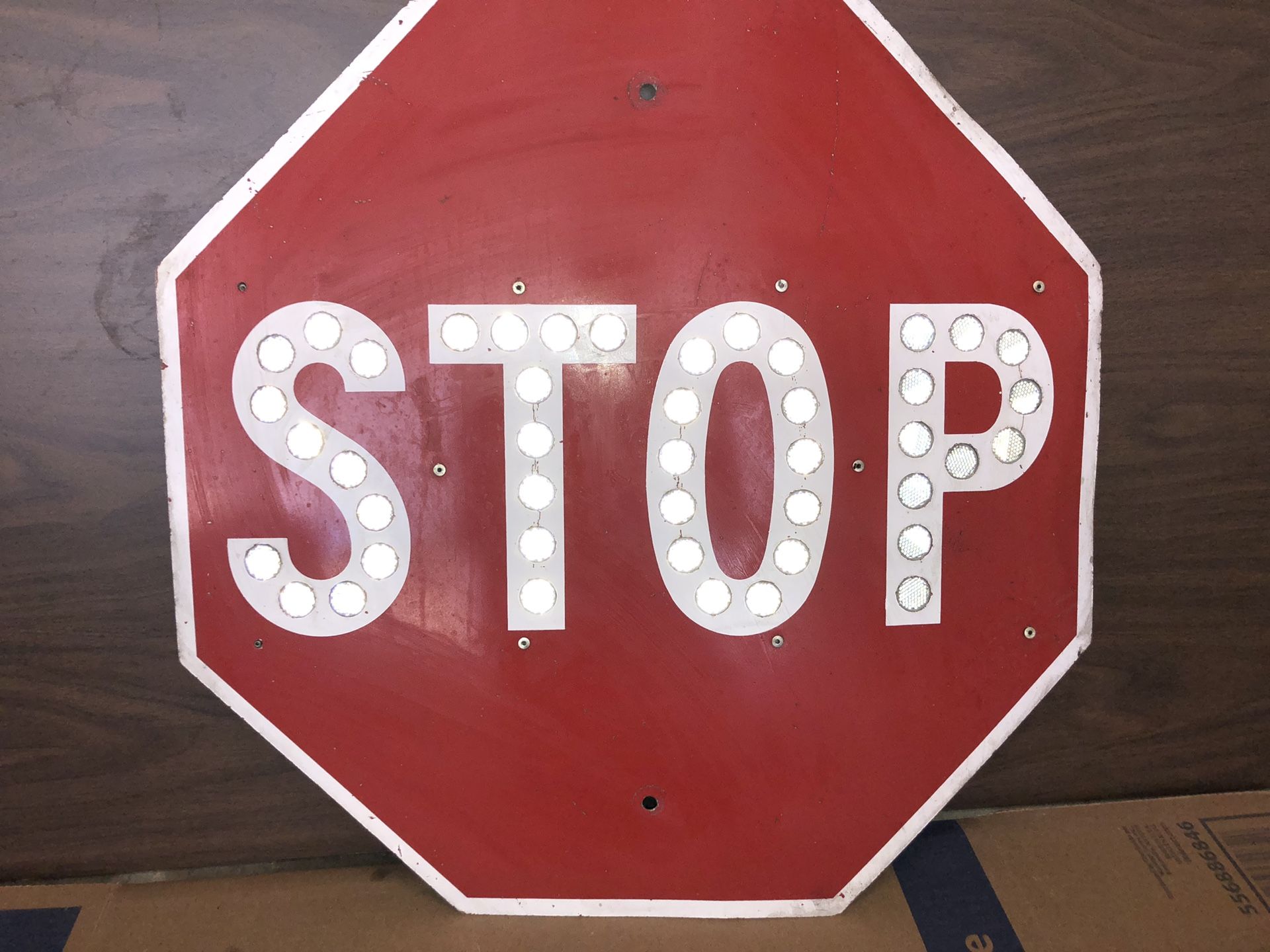 Vintage STOP SIGN with inlaid REFLECTORS Size is 25 inches diameter for ...