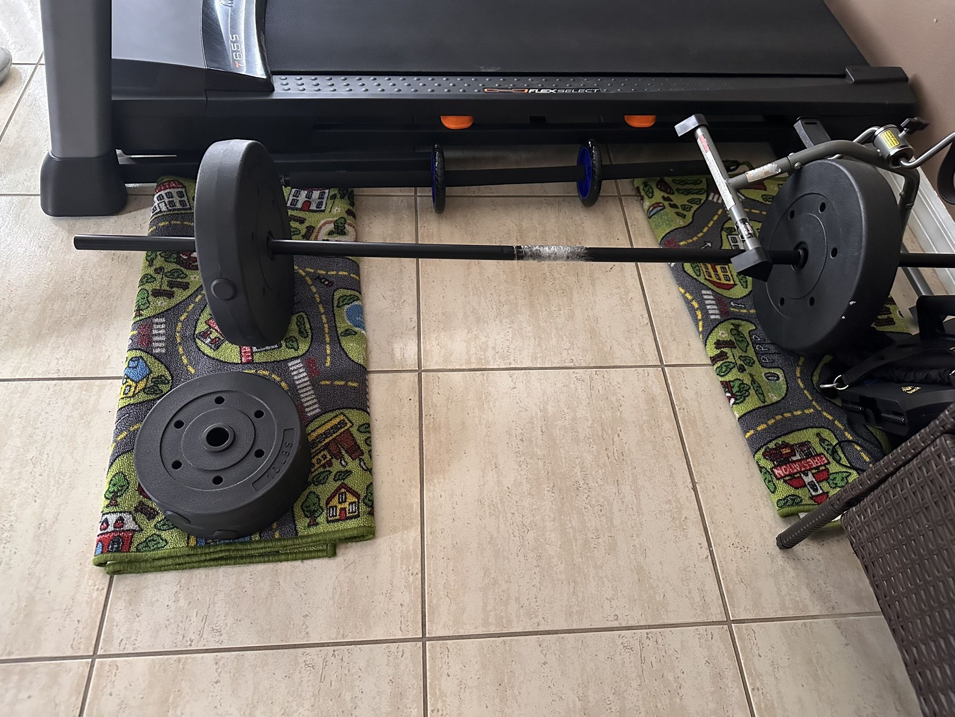 Gym Exercise Weight 10 Lbs 25 Lbs Plates Metal Bar With Very Good ...