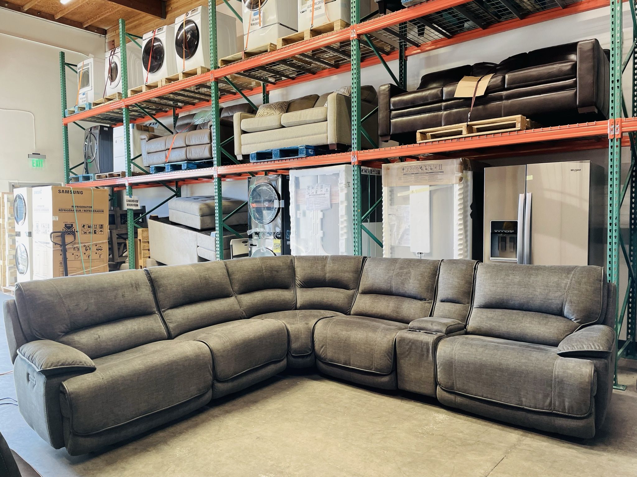 Redding 6-piece Fabric Power Reclining Sectional, Gray for Sale in San ...