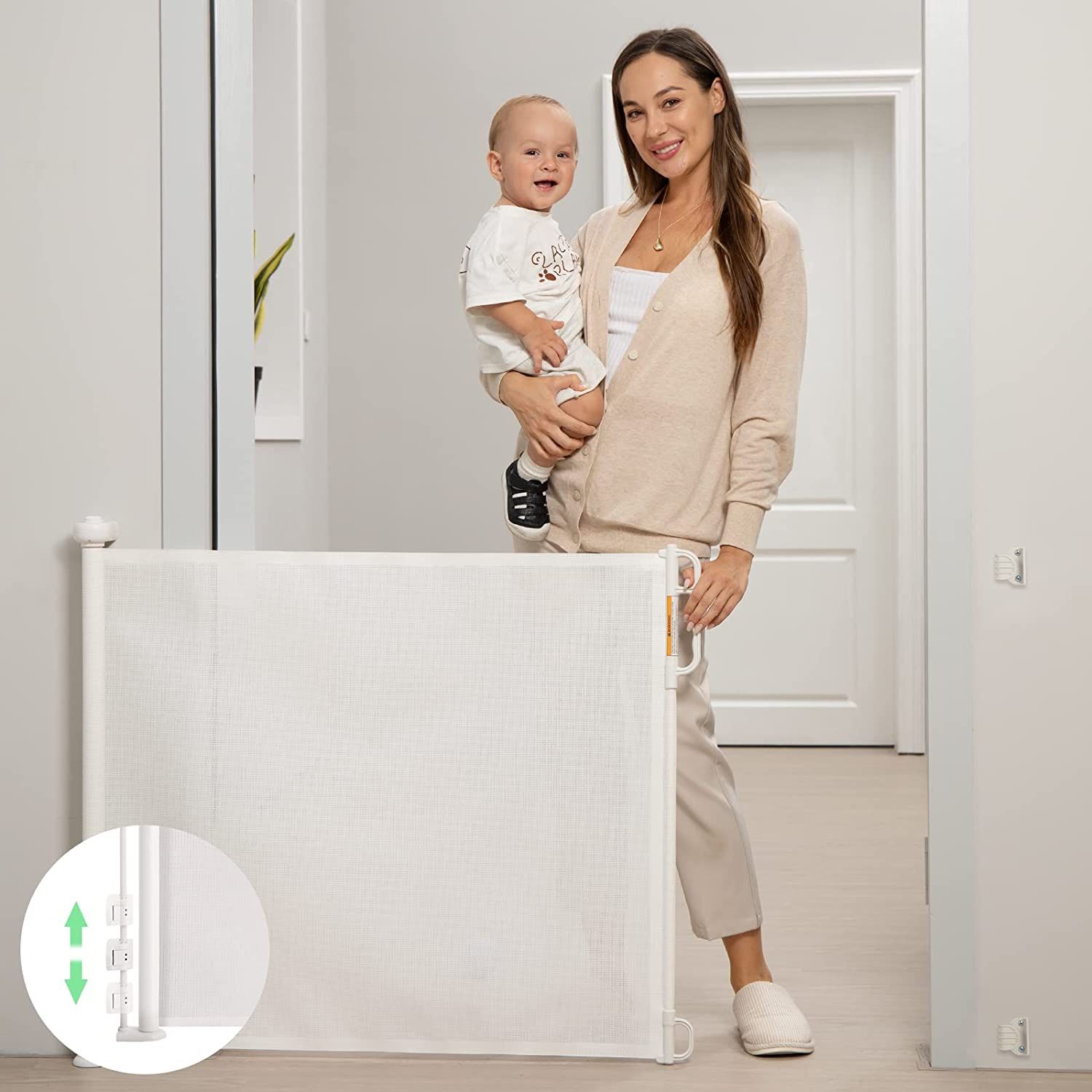Retractable Baby Gate , Momcozy Mesh Baby Gate Or Meshdog Gate 33”tall ...