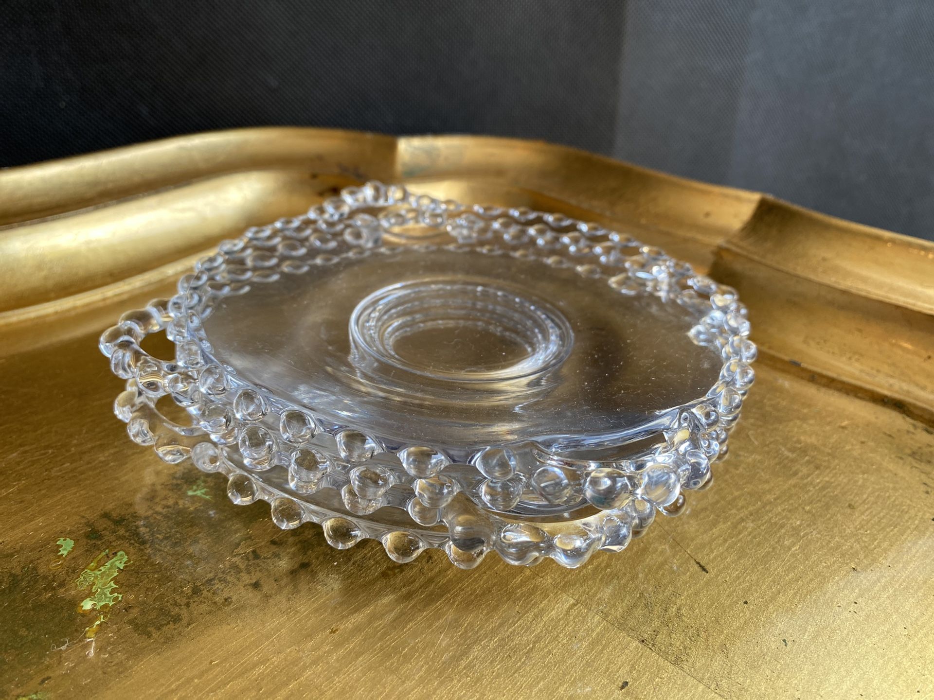 vintage Imperial candlewick floral etch glass sandwich trays, serving ...