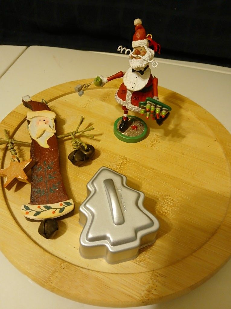 2008 Ho Ho Santa Hallmark Ornament, 2012 Cookie Cutter Mouse On Sled ...