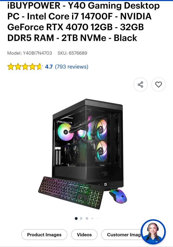 (Brand New) iBuyPower - Y40 Gaming Desktop PC - Intel Core i7 14700F ...