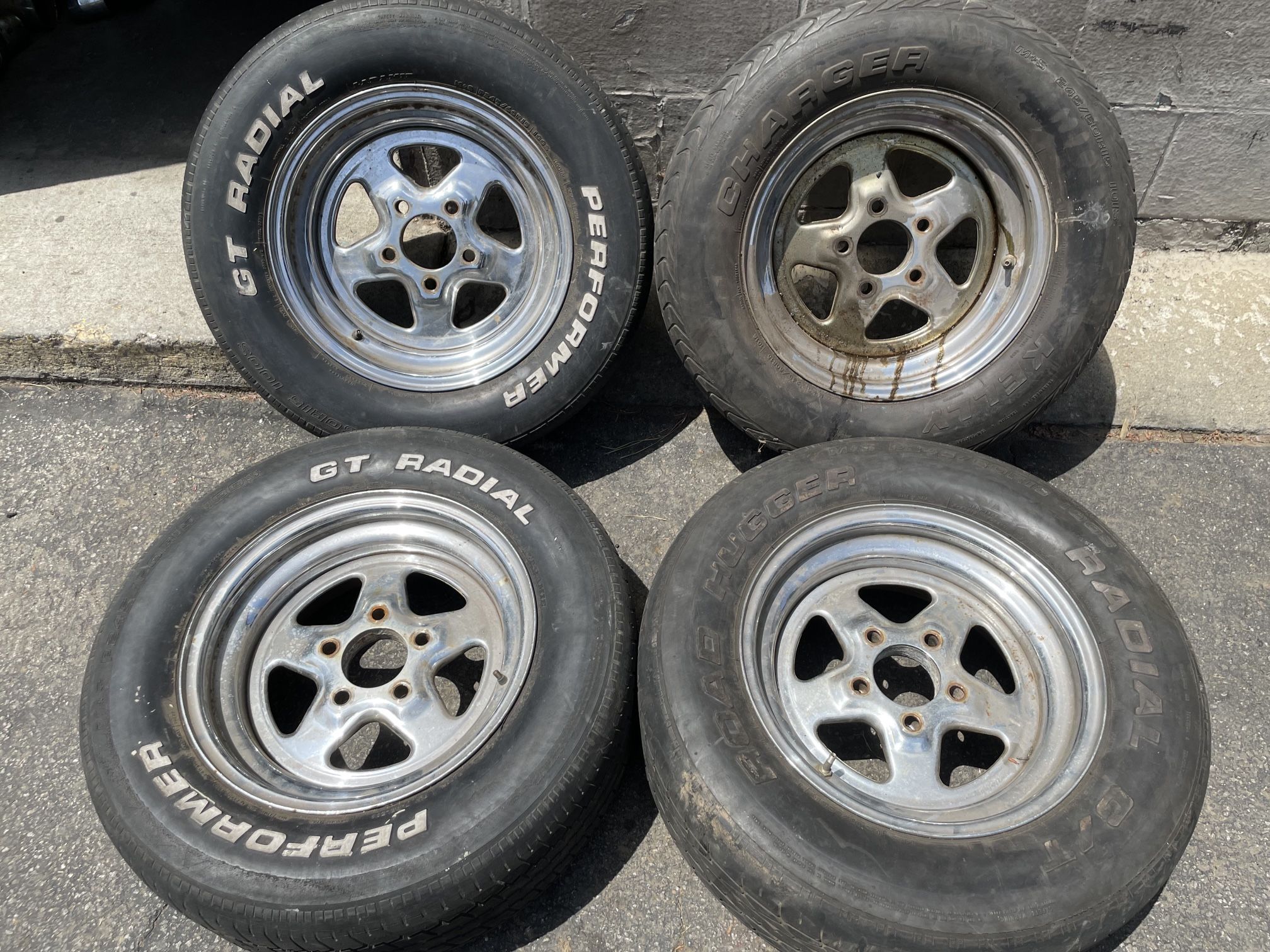 Chrome 15 inch Street Star rims with old tires Fits S10 and GM cars for ...