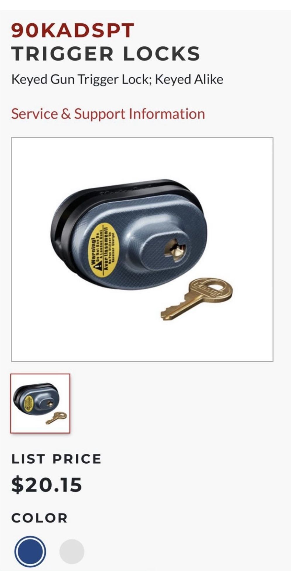 90KADSPT TRIGGER LOCKS Keyed Gun Trigger Lock; Keyed Alike 5$ Each for ...
