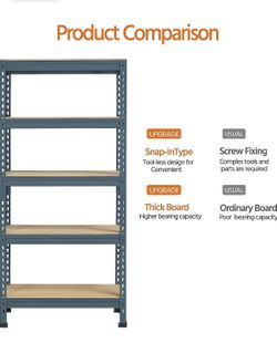 5-Tier Metal Storage Shelves, Adjustable Shelves Heavy Duty Shelving ...