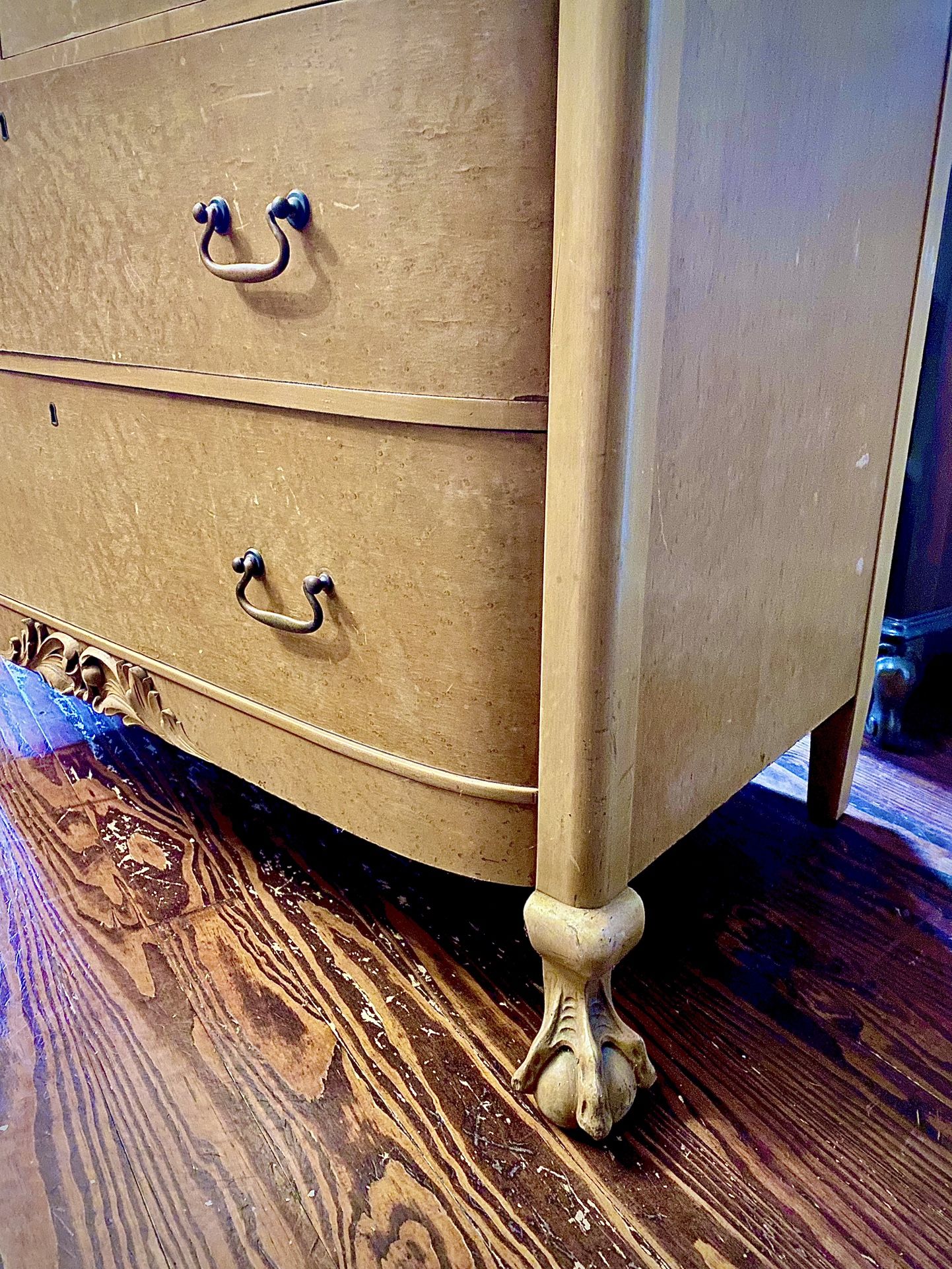Antique Birdseye Maple Claw and Ball Dresser w/optional Mirror for Sale ...