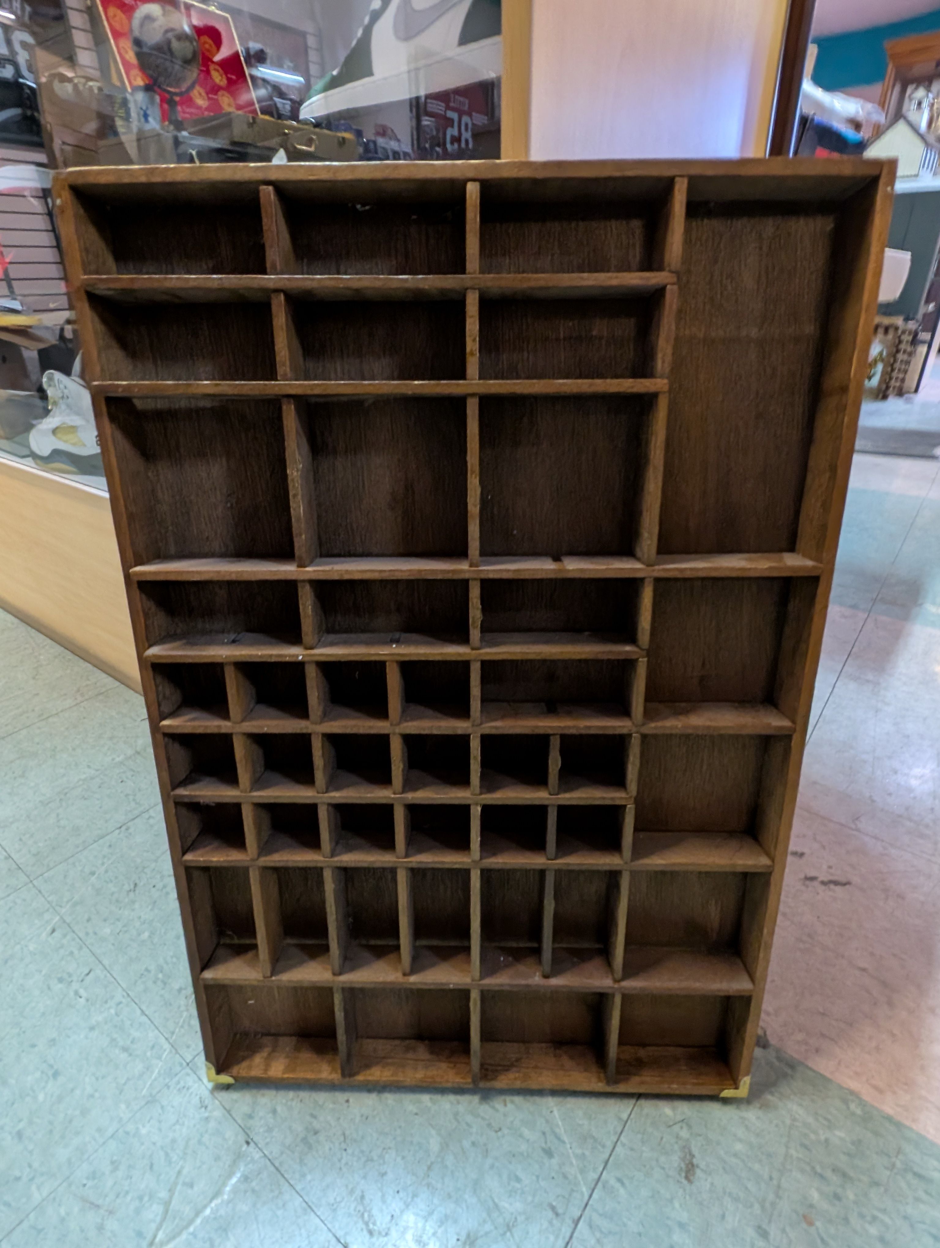 Vintage Wooden Printer Drawer Cubby Shelf Letterpress Storage Display ...