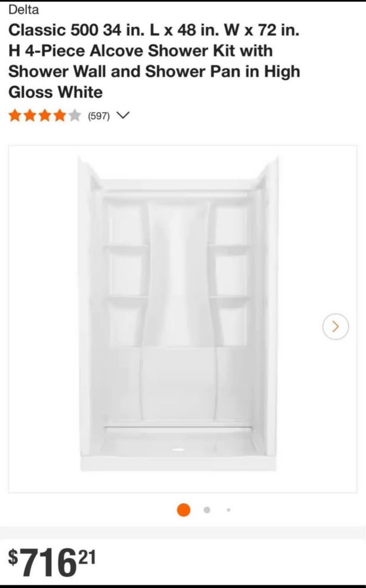 Direct To Stud Shower Wall Kit - 4 Piece for Sale in Spanaway, WA - OfferUp