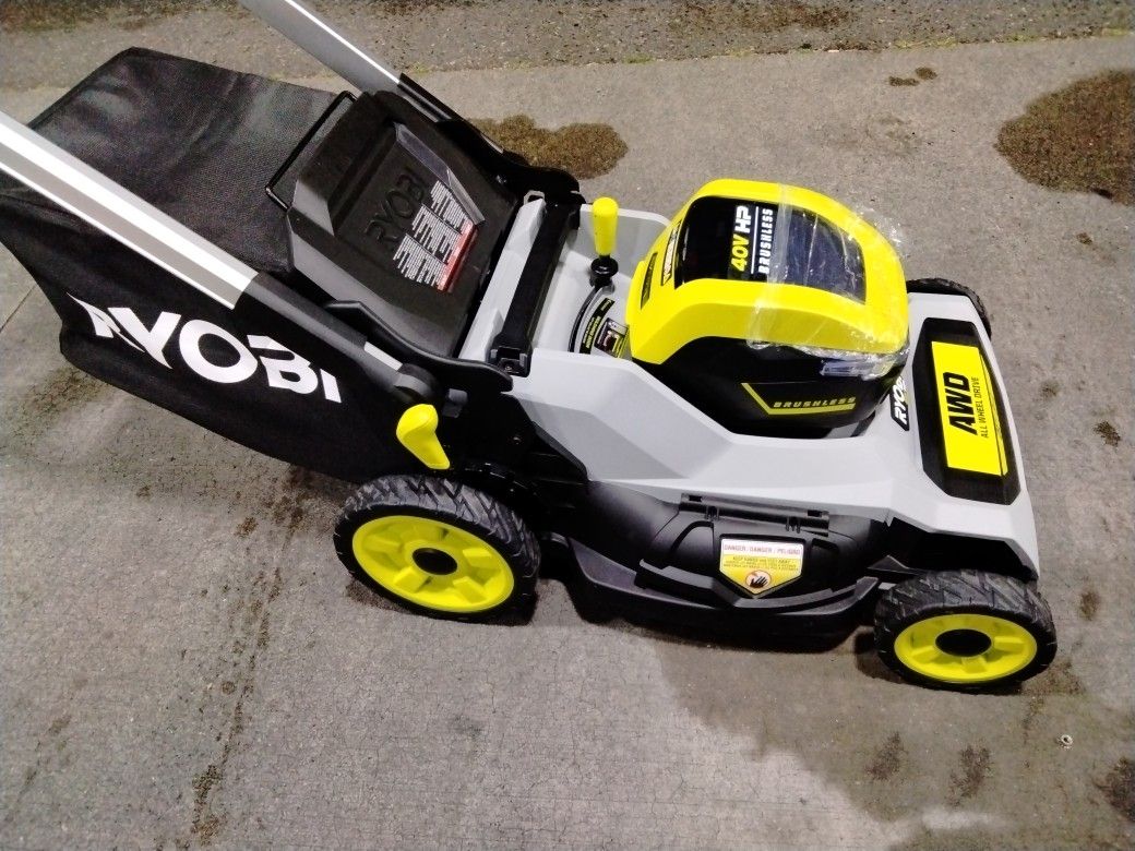 Ryobi AWD! As Seen On TV! Self propelled 21" Electric 40 Volt Lawnmower ...