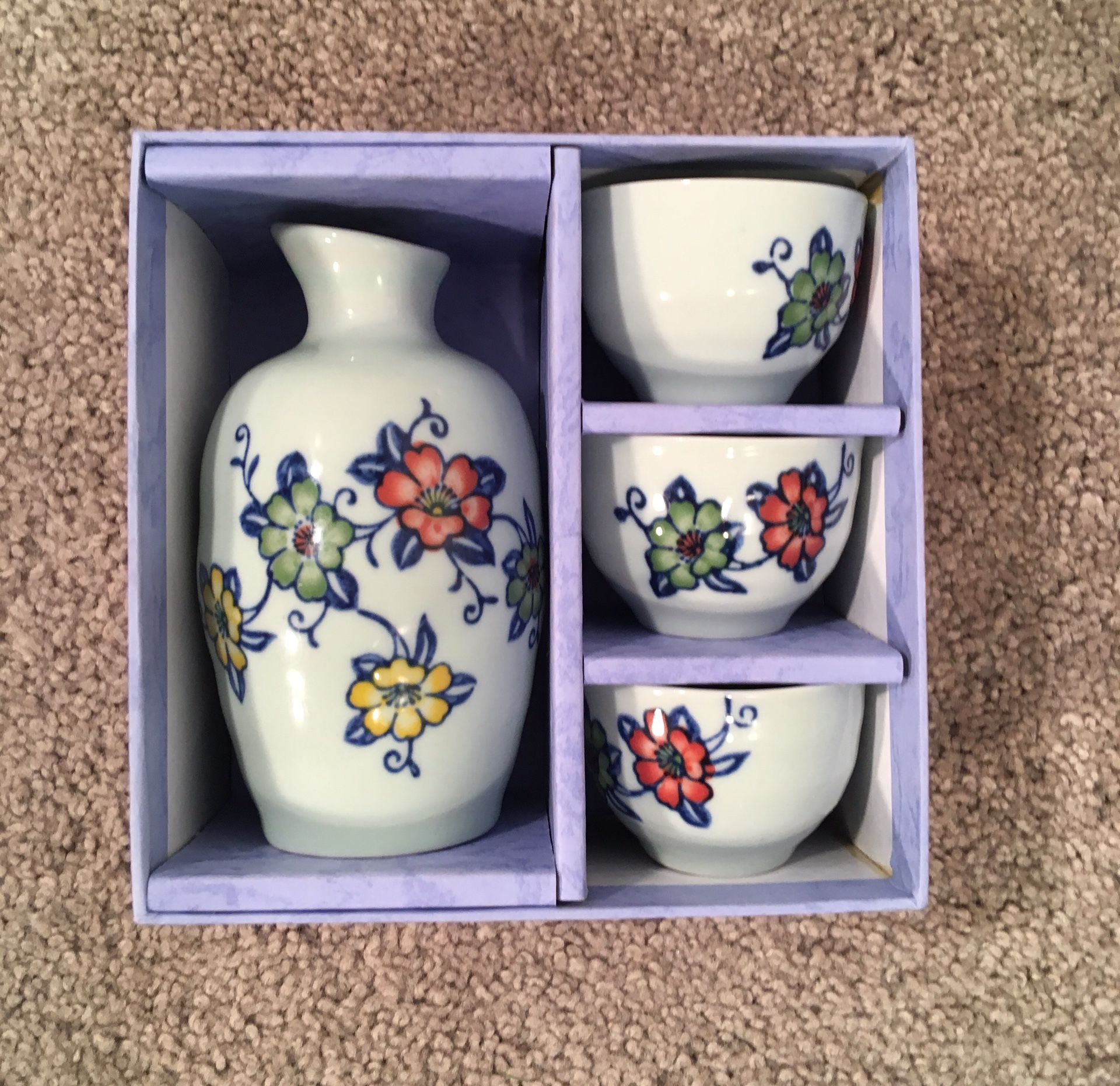 Small Blue Japanese 4pcs Sake Flower Set for Sale in Buford, GA - OfferUp