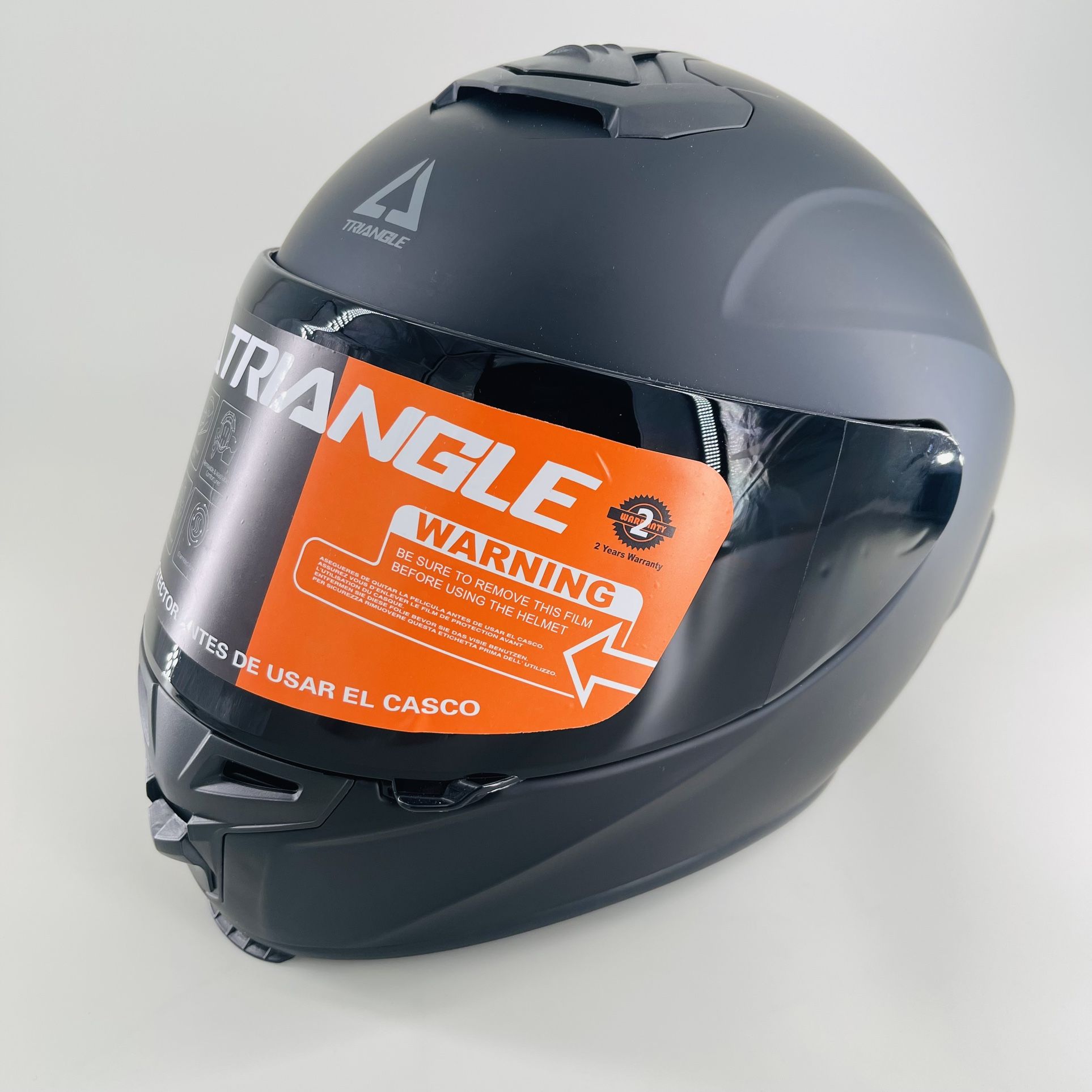 Triangle Adult Full Face Motorcycle Helmet Matte Black Size Medium for ...