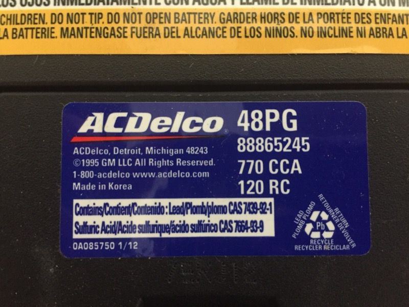 Battery-Gold AC DELCO PRO 48PG New 42 month Warranty No Core for Sale ...