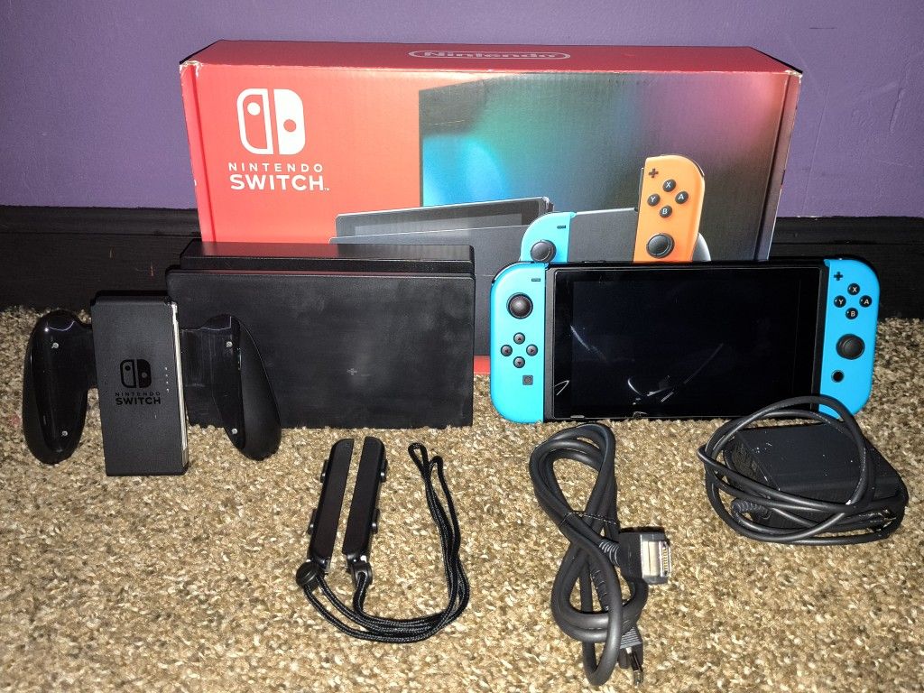 Nintendo Switch 32 GB Bundle W/ 128GB MICRO SD CARD! - Neon Blue [READ ...