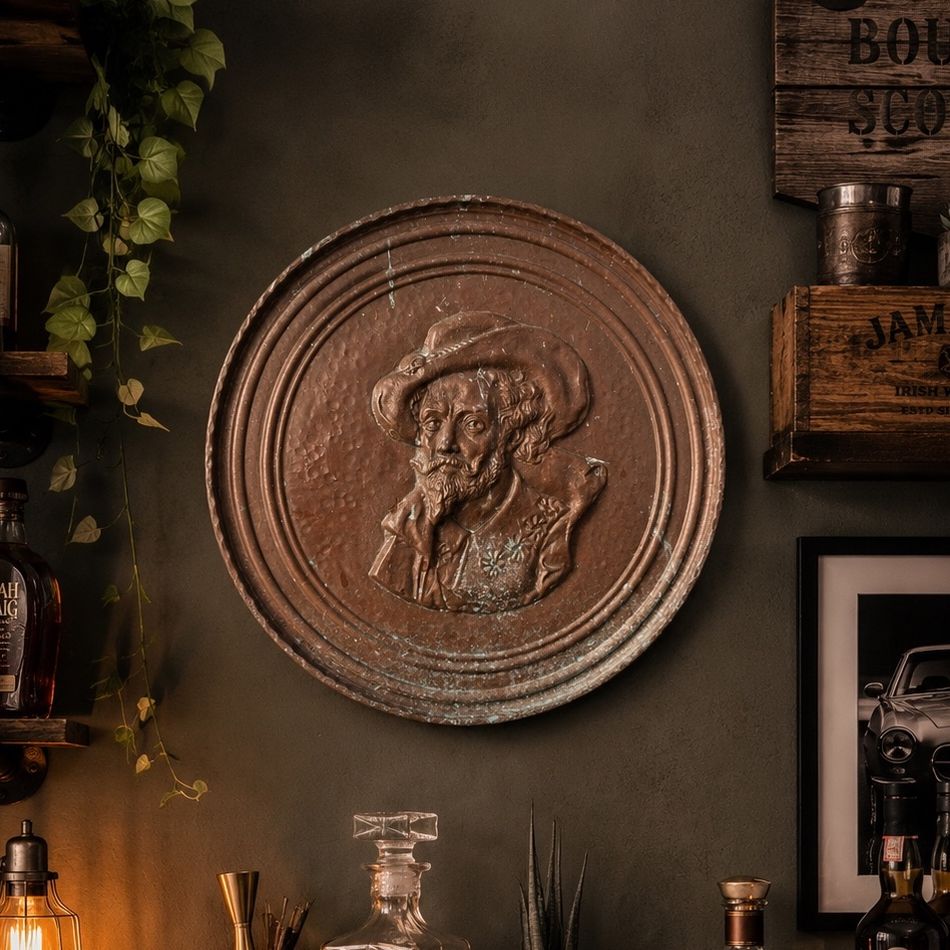 Vintage Large Copper Wall Hanging Patina Weathered Antique Wall Hanging ...