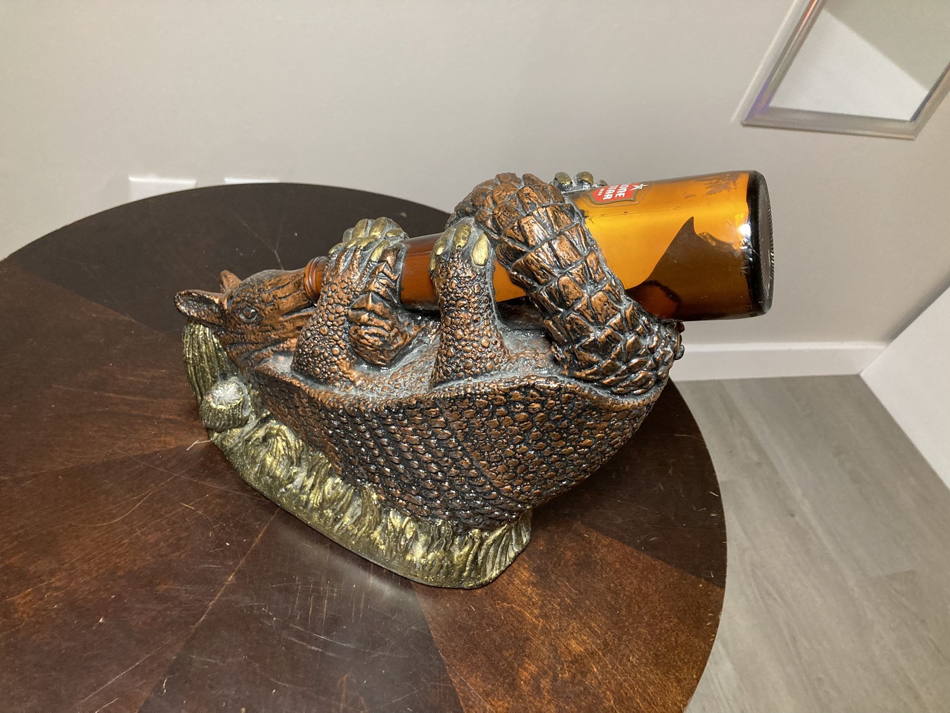 Vtg Lone Star Beer Drinking Armadillo Chalkware Statue Harolds 80 ...