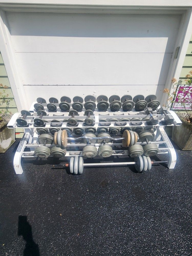 Ivanko Dumbbell Set And 2 Maxcam Racks for Sale in Glenview, IL - OfferUp