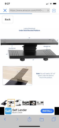VIVO Black Sliding 19 x 6 inch Tray Track Adjustable Platform Mounted Under Desk Laptop Notebook Holder for Office Desk DESK AC02A Valued at