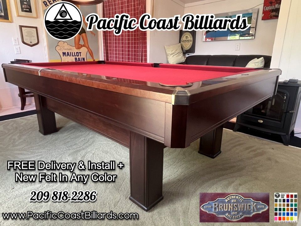 Brunswick Pool Table (FREE Delivery & Install + New Felt In Any Color ...