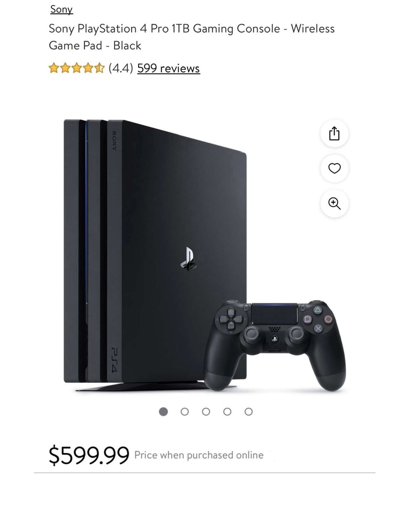 Sony PlayStation 4 (PS4) Pro 1TB Gaming Console - Wireless Game Pad ...