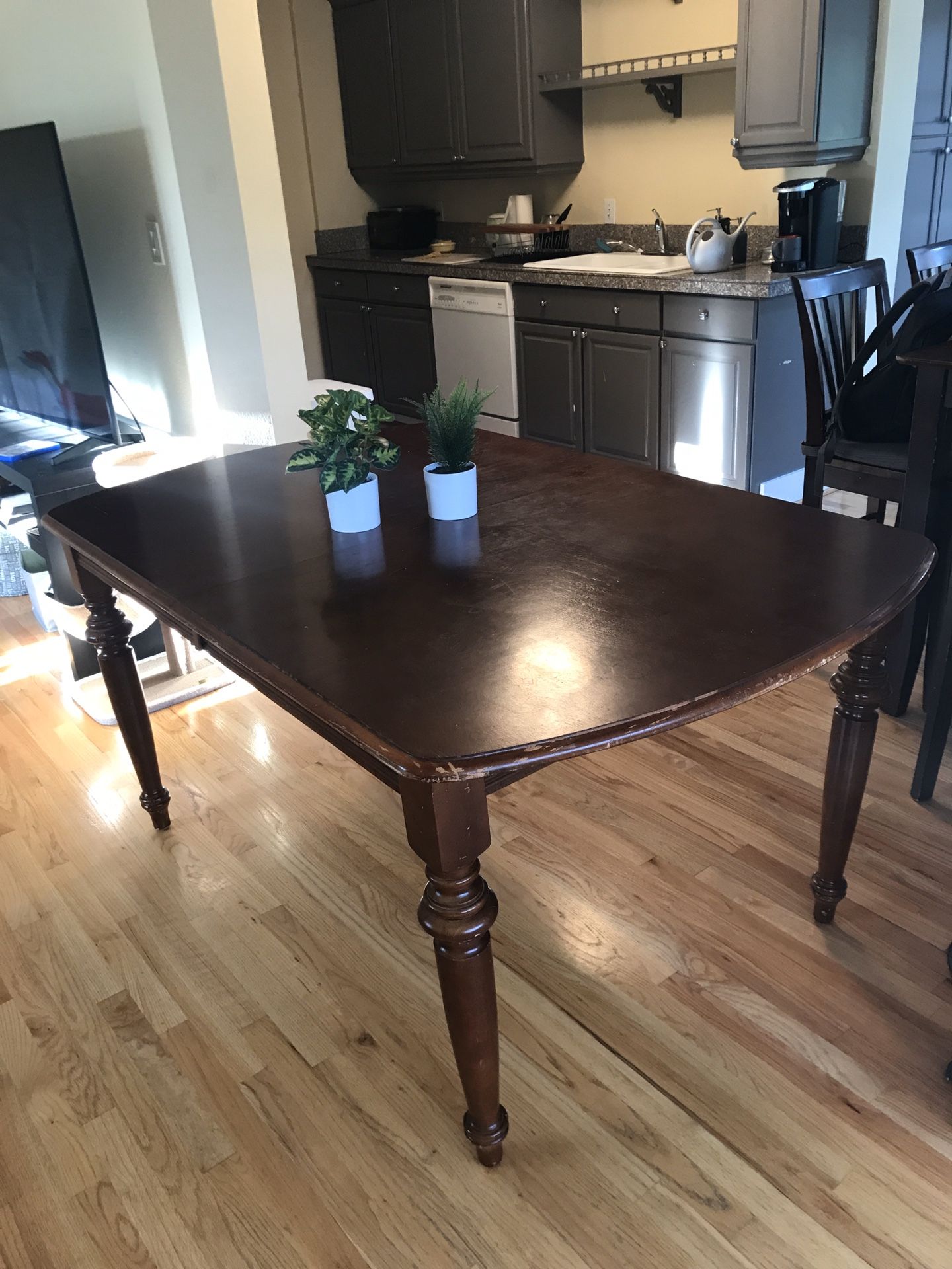 Dining table, sturdy wood, legs disassemble, 5'x3.5'x2.5' for Sale in ...