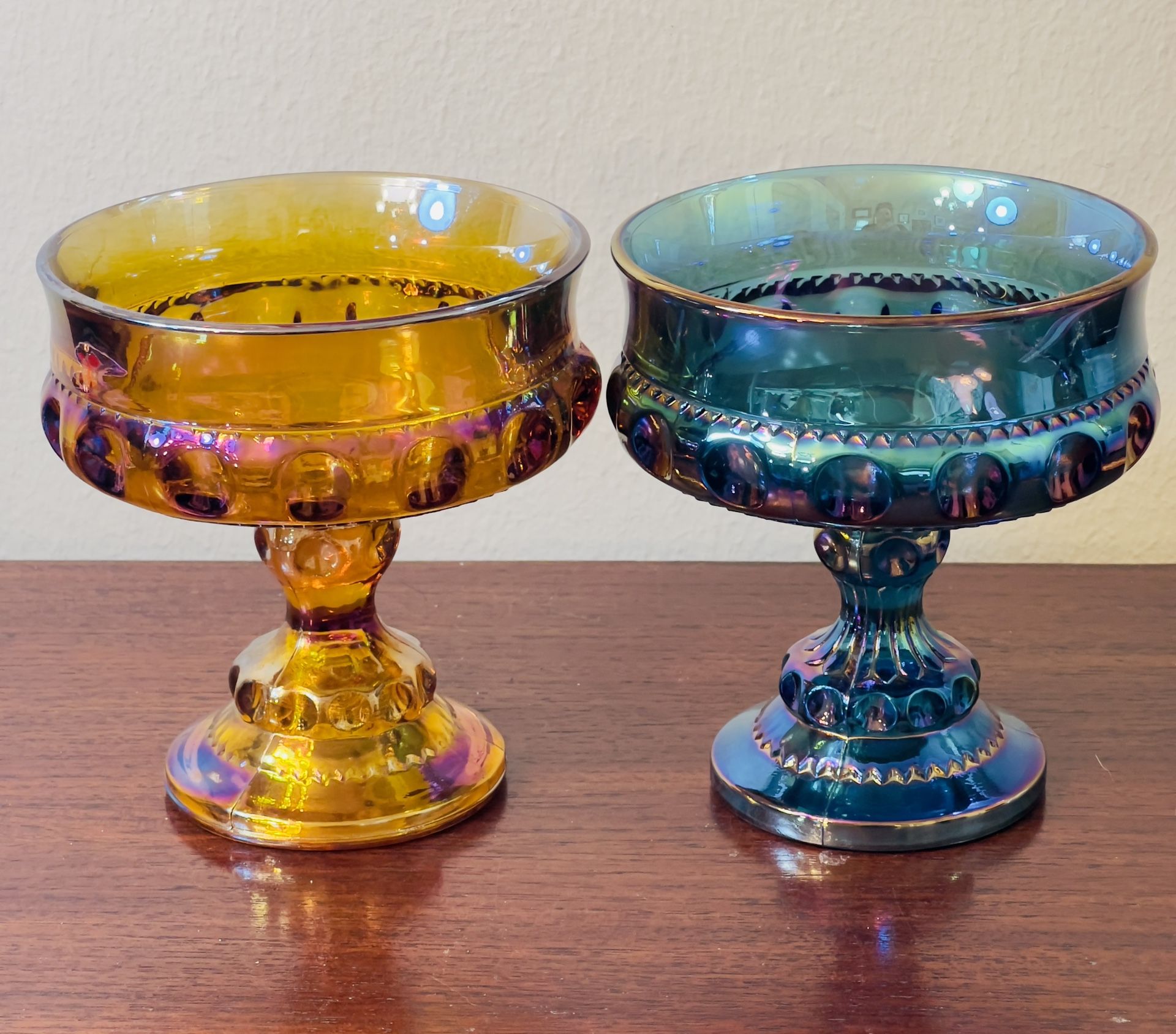 Carnival Glass Pedestal Candy Dish