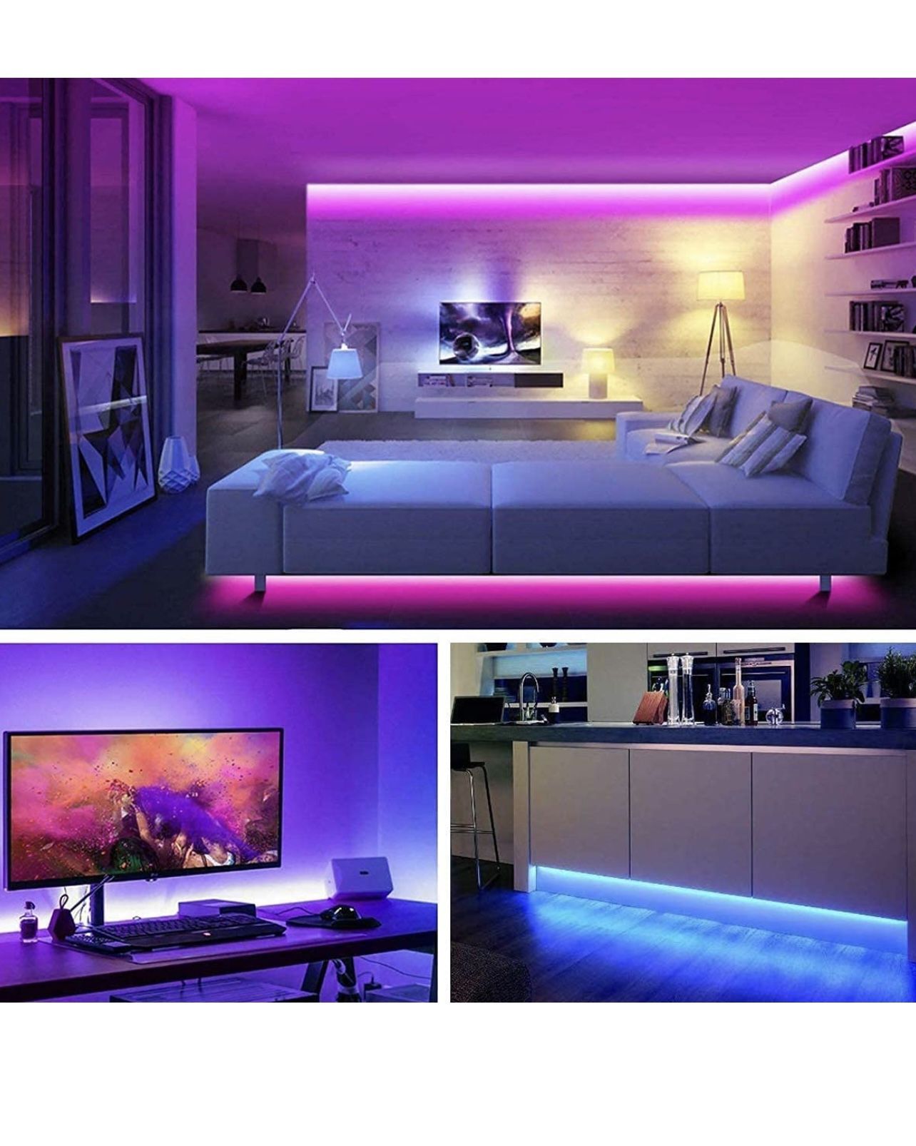 Led Strip Lights 32.8ft, ZHT WiFi LED Light Strip Smart APP Work with ...