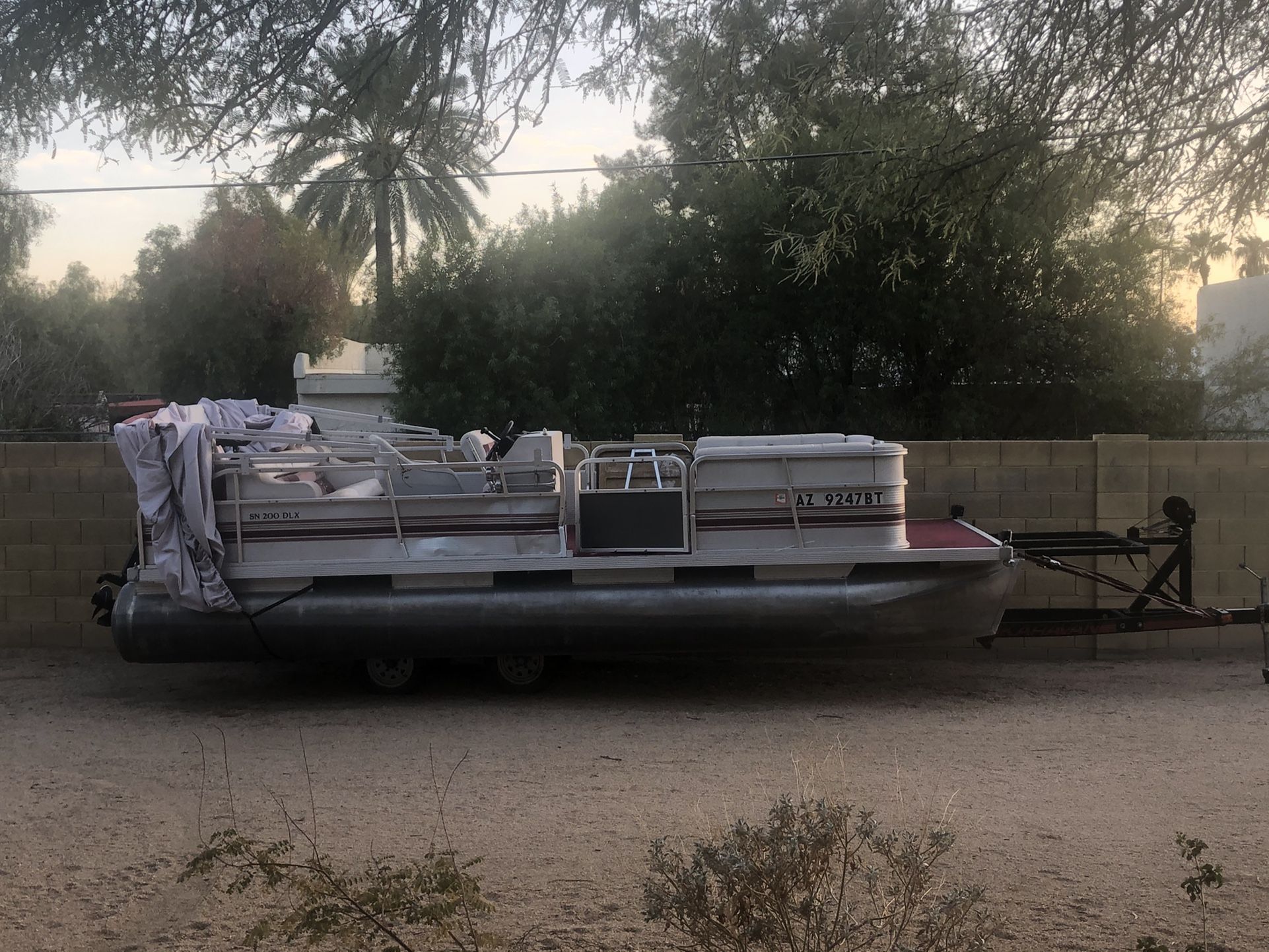 Sea Nymph 20’ Pontoon Fishing Boat with Easy Load Trailer - Low Hours ...