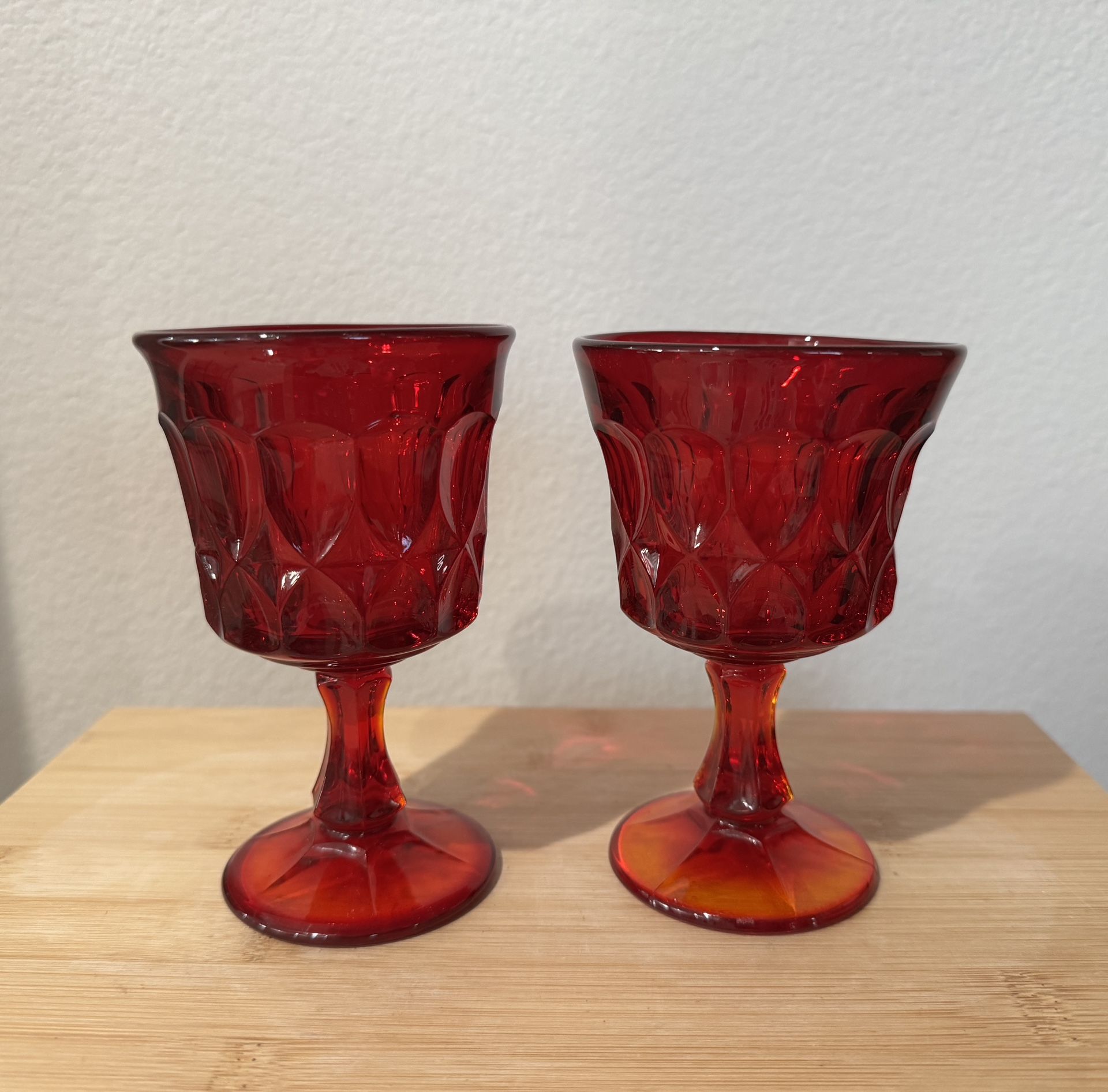 Vintage Noritake Perspective Ruby Red Amberina Glass Goblets - 2, 5 ...