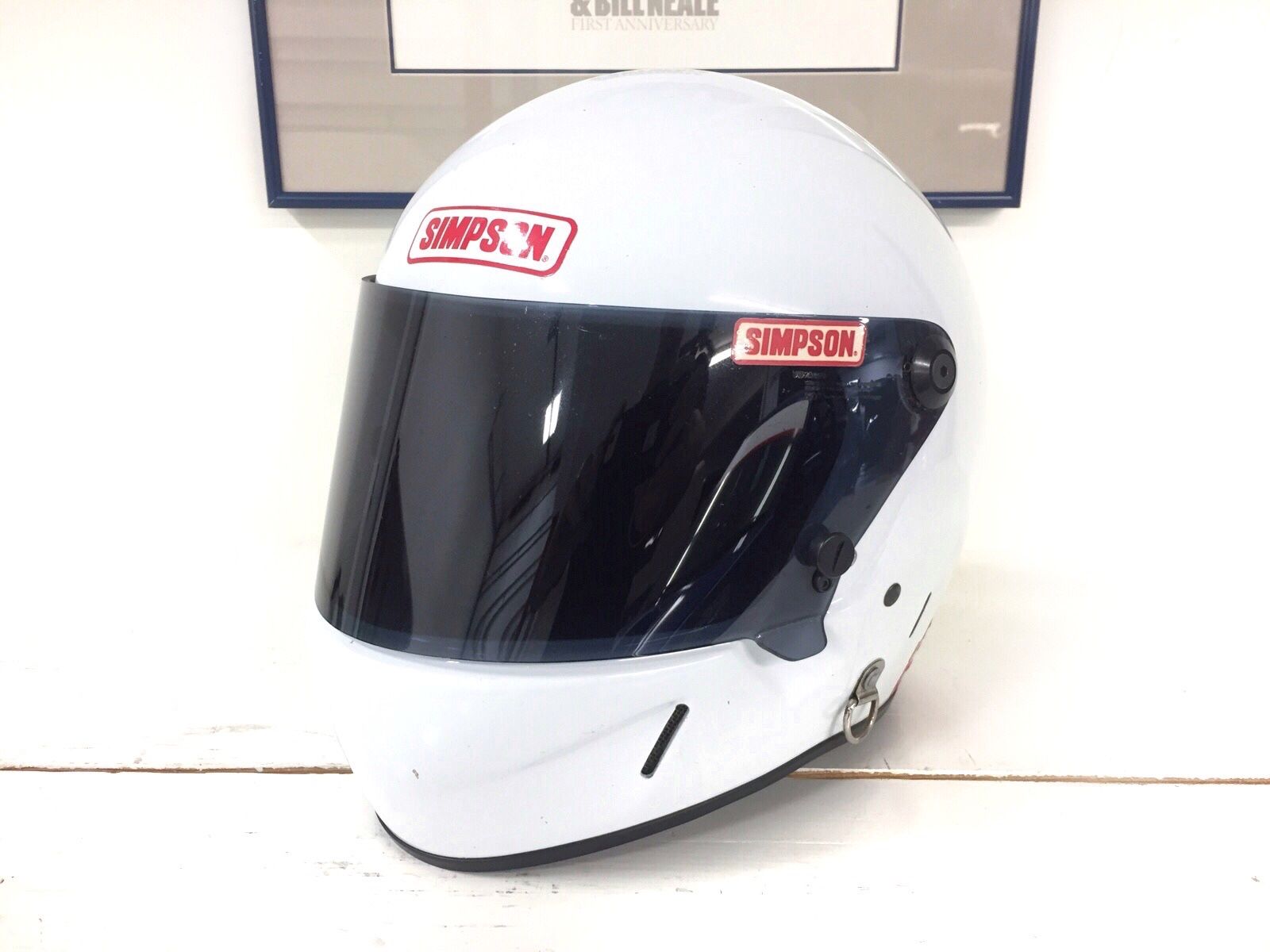 SIMPSON Voyager White Racing Helmet Snell SA90 Hans Ready Tinted Visor ...