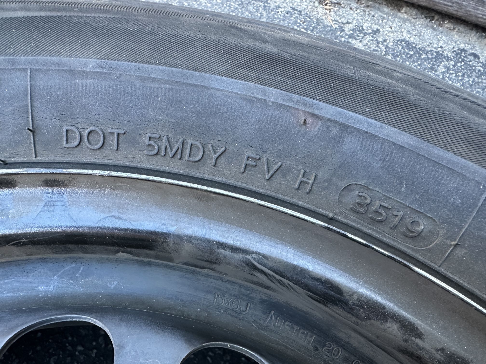 One Chevy 15 inch steel wheel and tire 5x105mm for Sale in Montebello ...