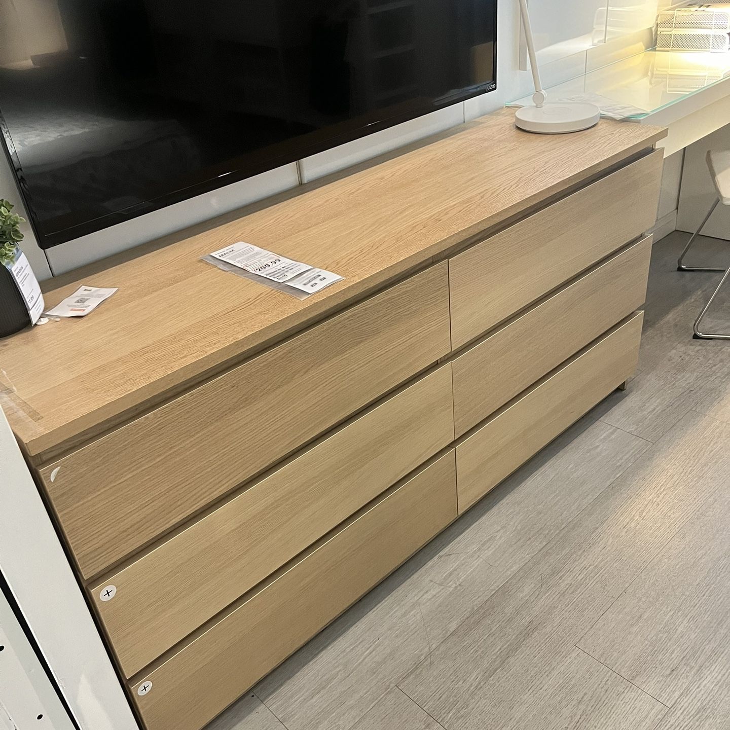 Ikea malm oak veneer 6 drawers store