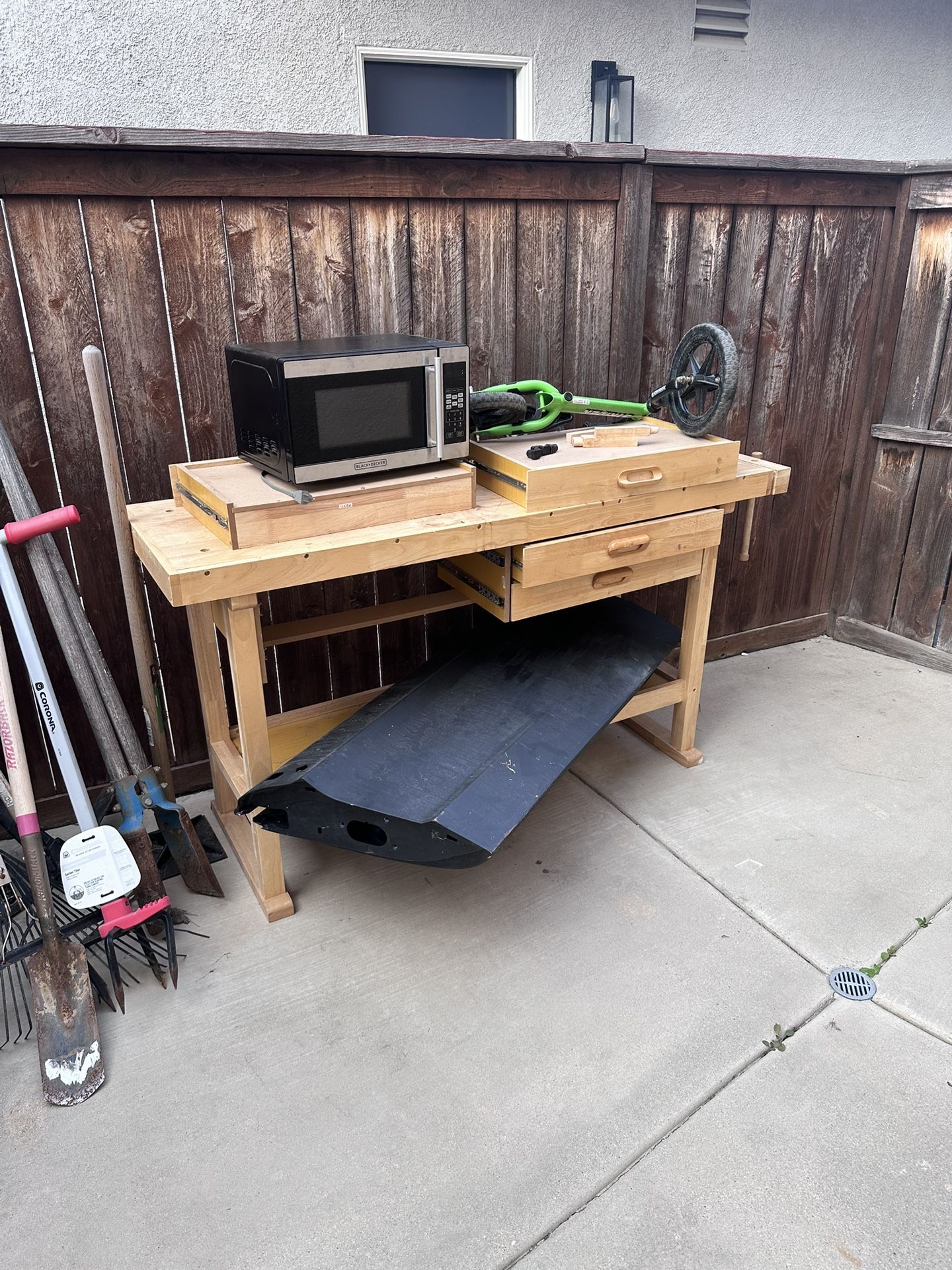Harbor Freight Work Bench / Microwave / Balance Bike for Sale in ...