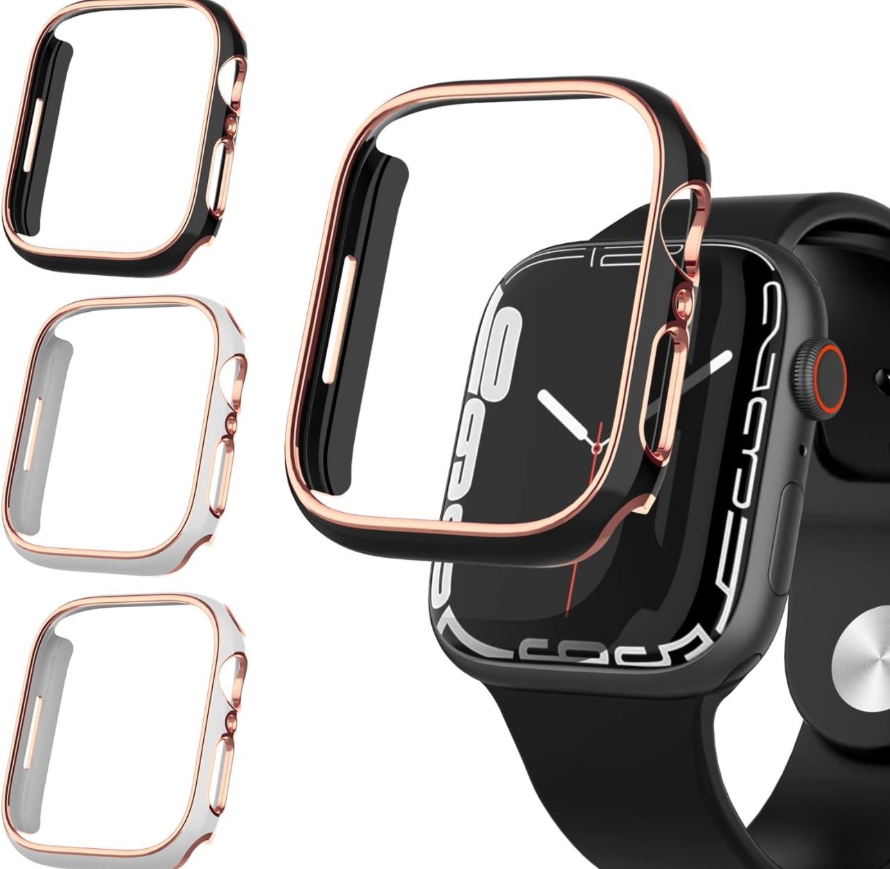 4 Pack Luxury Bumper Case for Apple Watch Series 7, Hard PC Protector ...