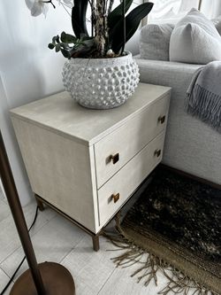 CB2 IVORY SHAGREEN EMBOSSED Nightstand Table for Sale in Miami Beach FL OfferUp