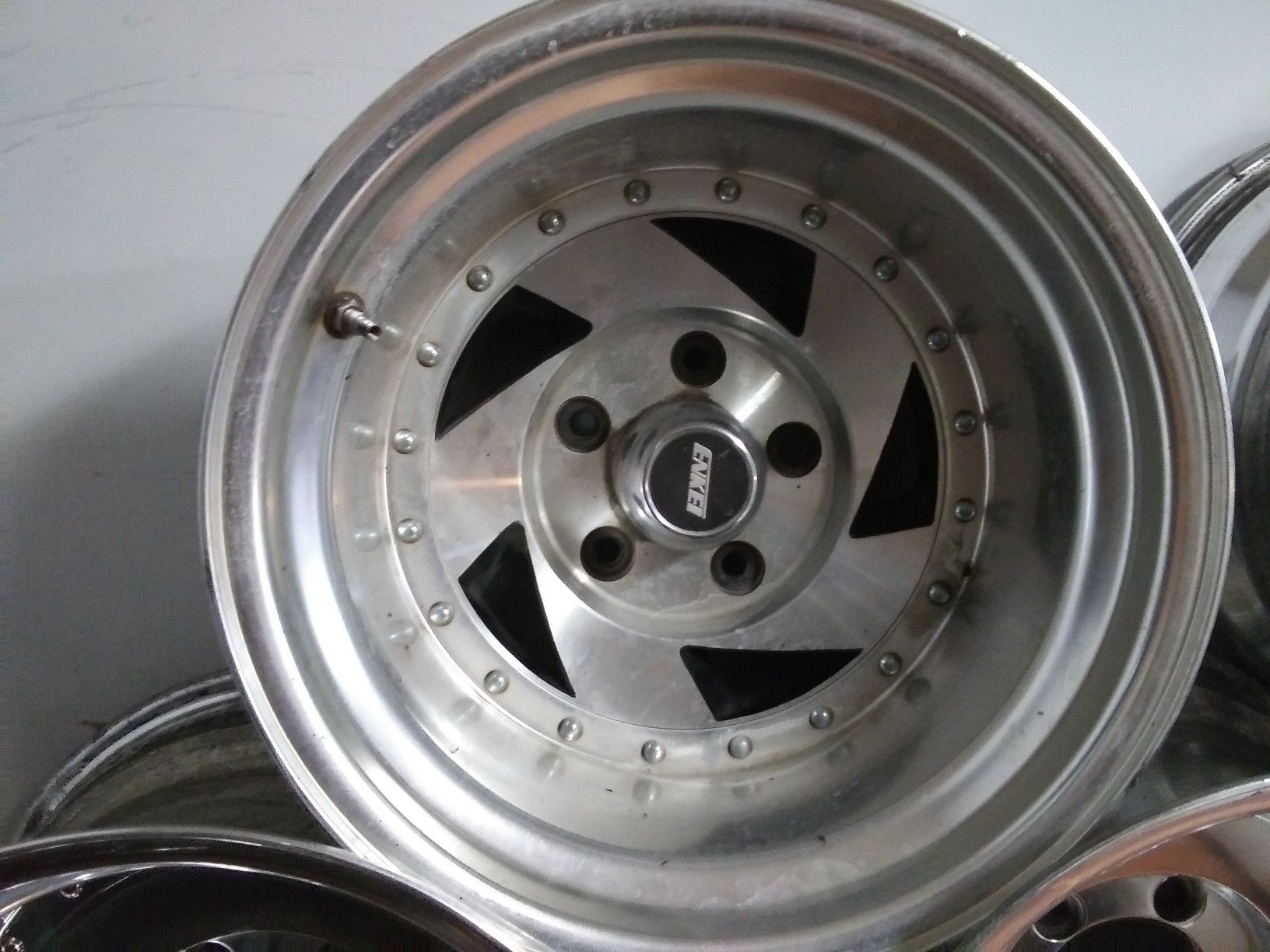 Vintage original Enkei deep dish wheels blades 5 lug rims 15x10 ...