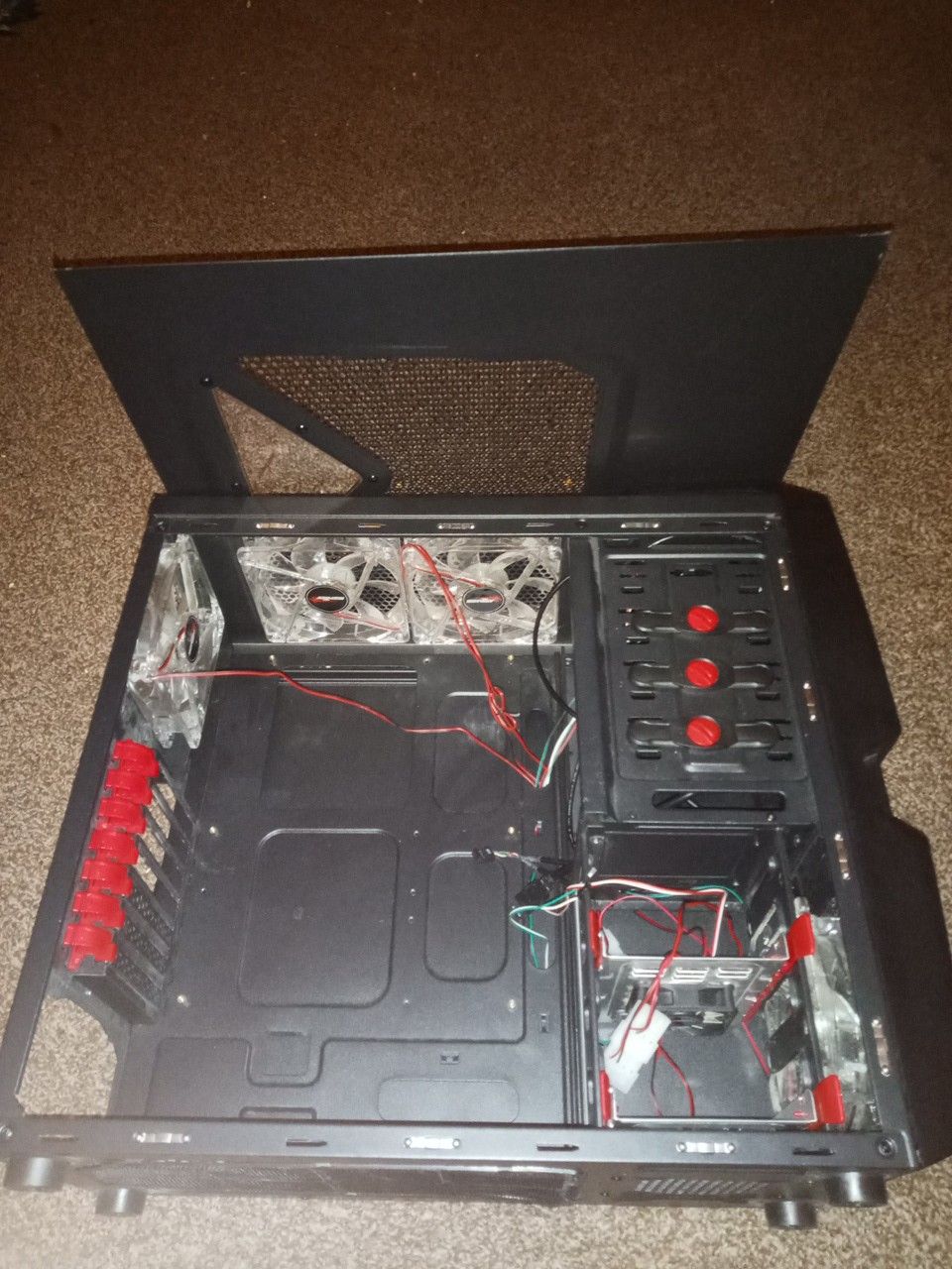 Gaming atx PC case blue led fans with drive slots and DVD slots for ...